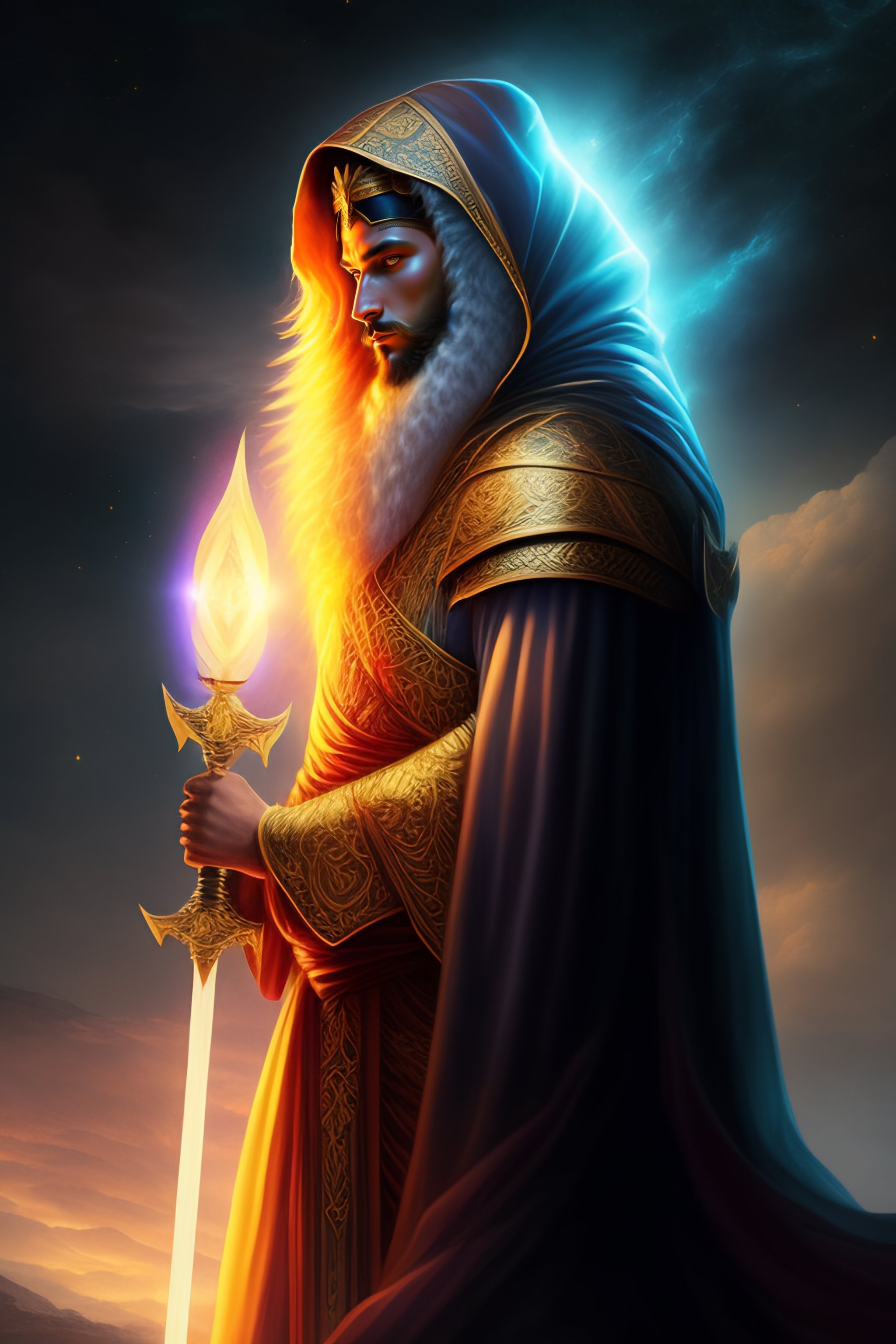 Cloaked Mage With Sword