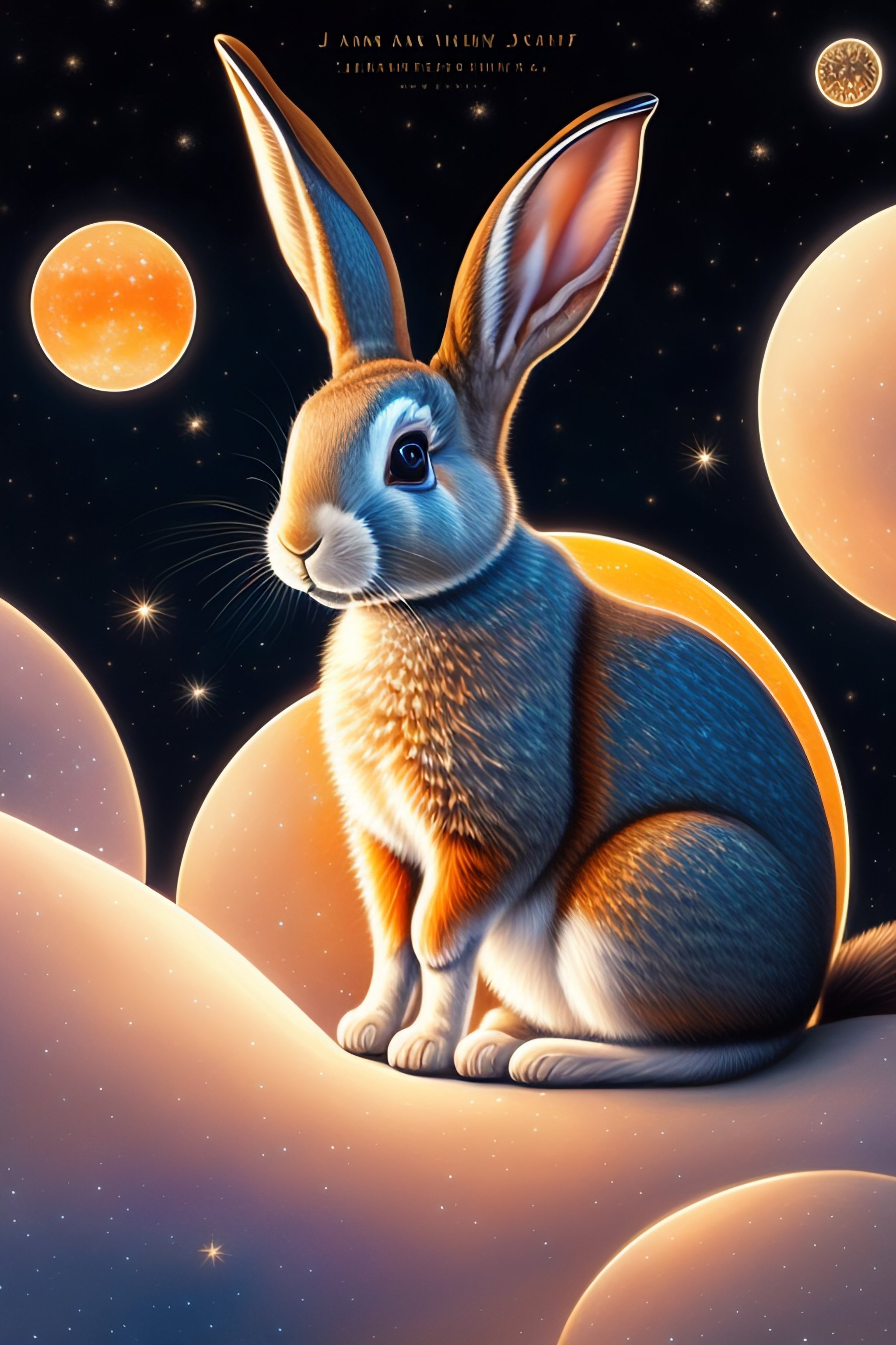 Lexica - 2023 new year card for A lost sci-fi rabbit, space rabbit ...