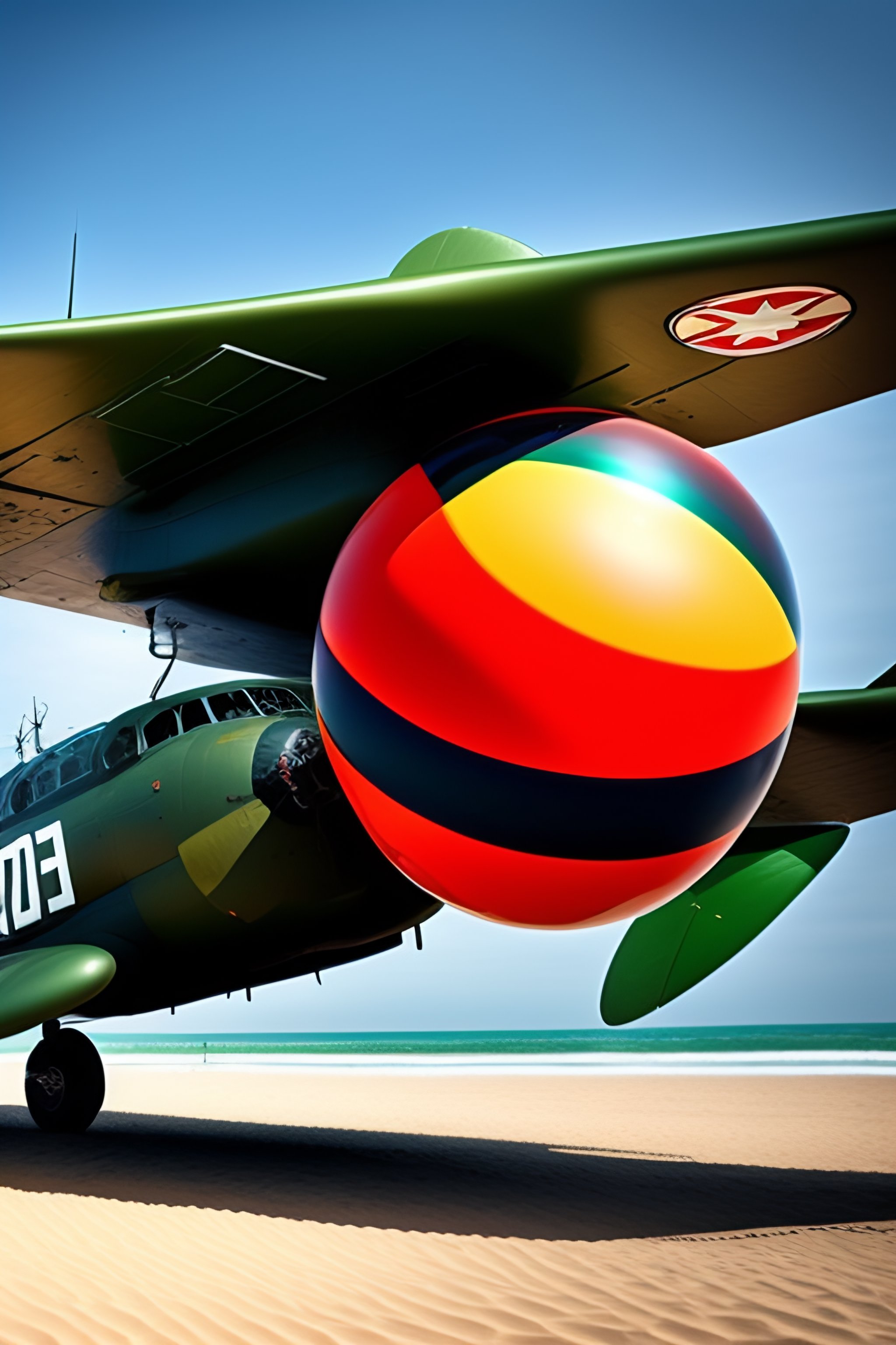 Lexica - 1940s war plane dropping small beach balls