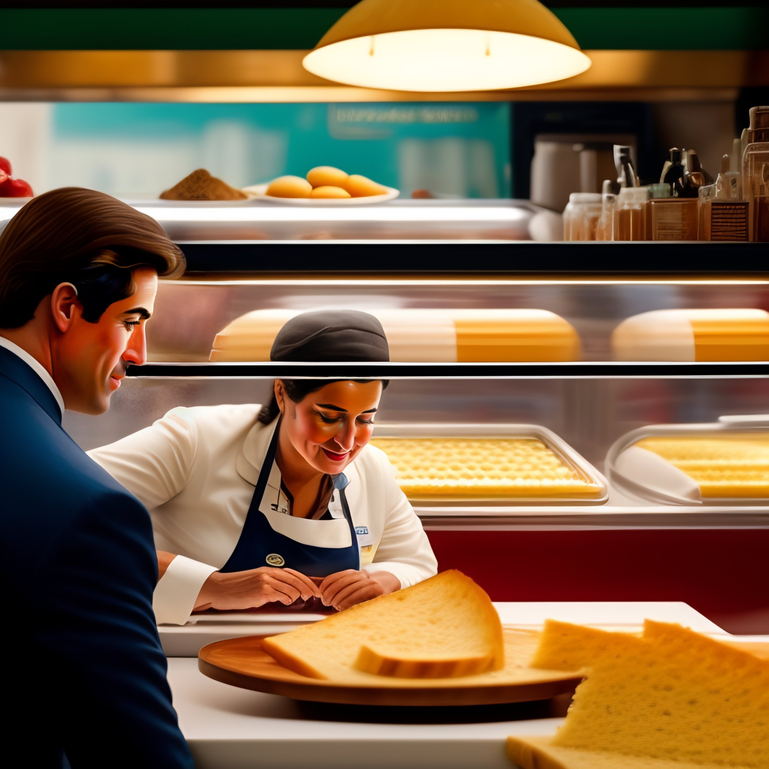 Lexica - A realistic view inside of a sandwich shop with a server ...