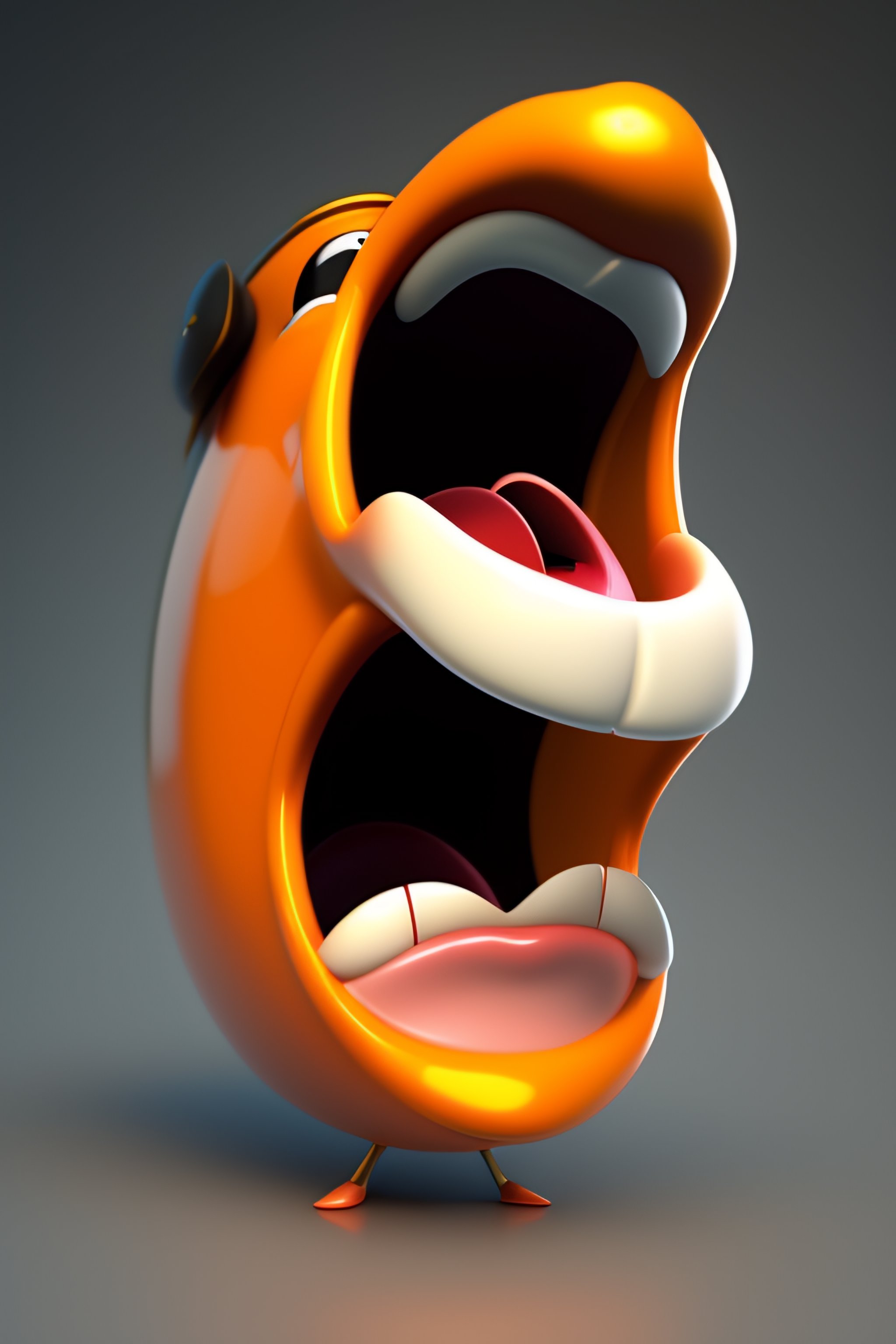 Lexica - 3d render cute character laughing big mouth