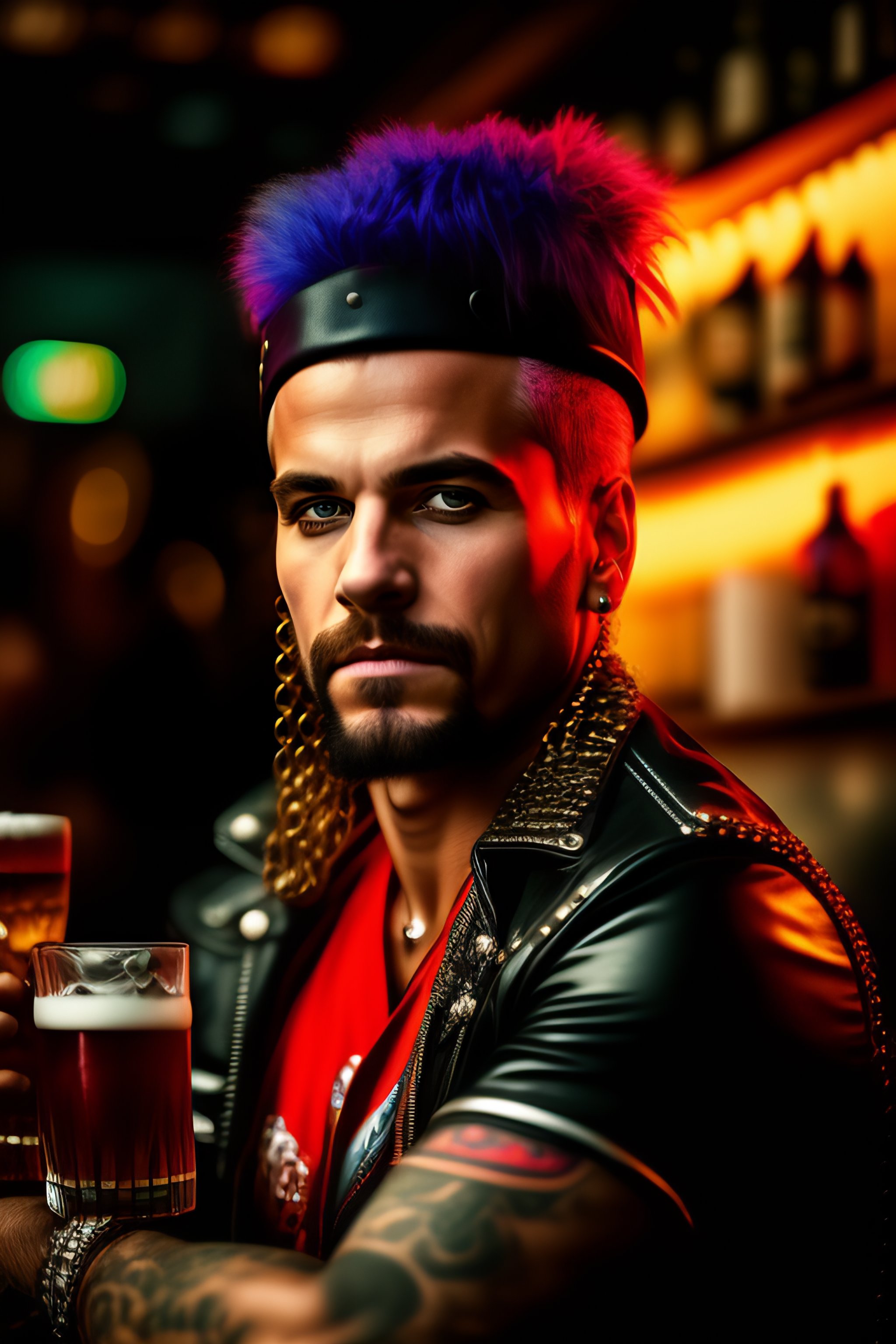 Lexica - Portrait of a punk rocker in a bar, photo