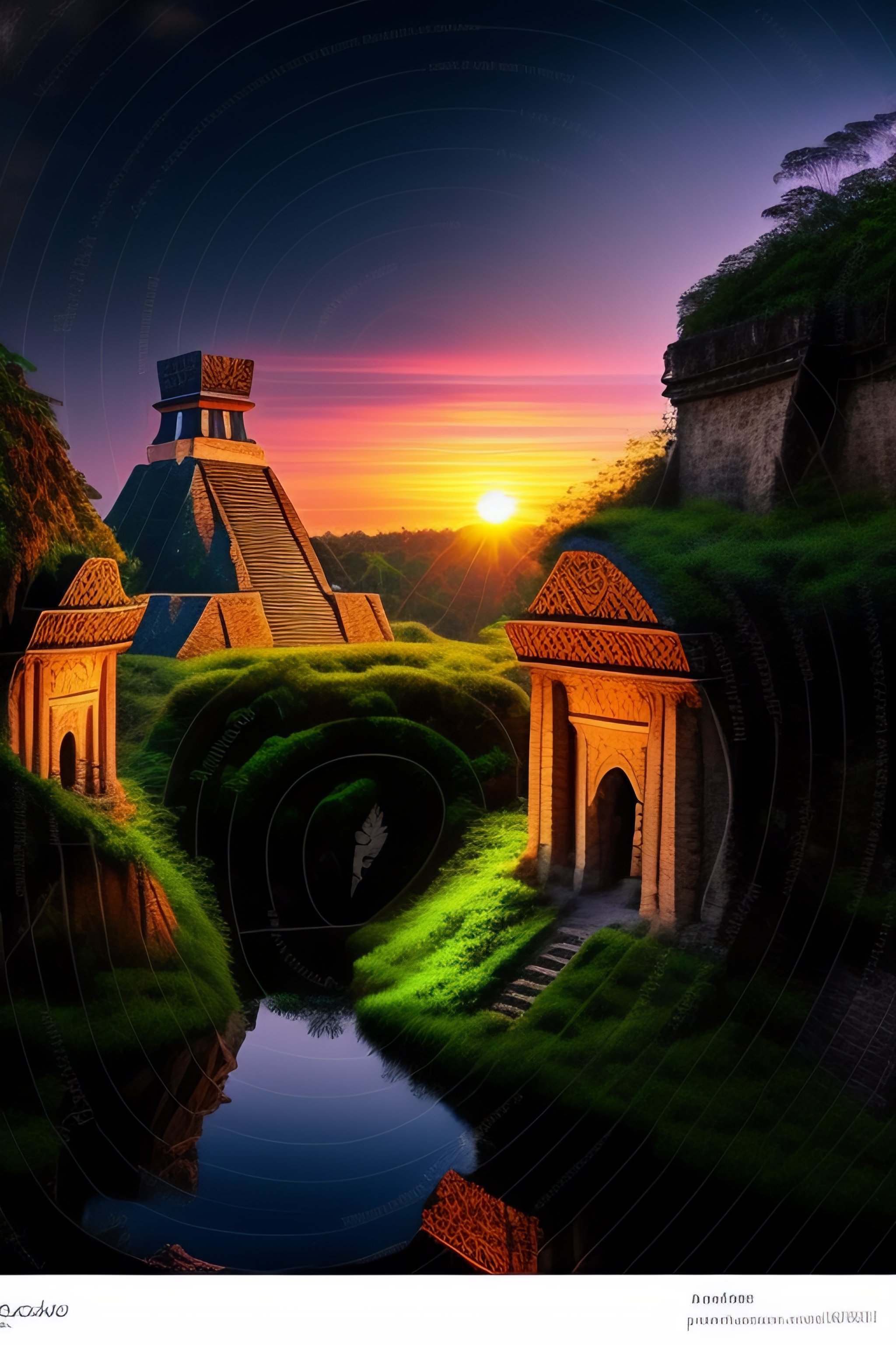 Lexica - Mayan city pramid sunset night ivy foliage abandoned ...