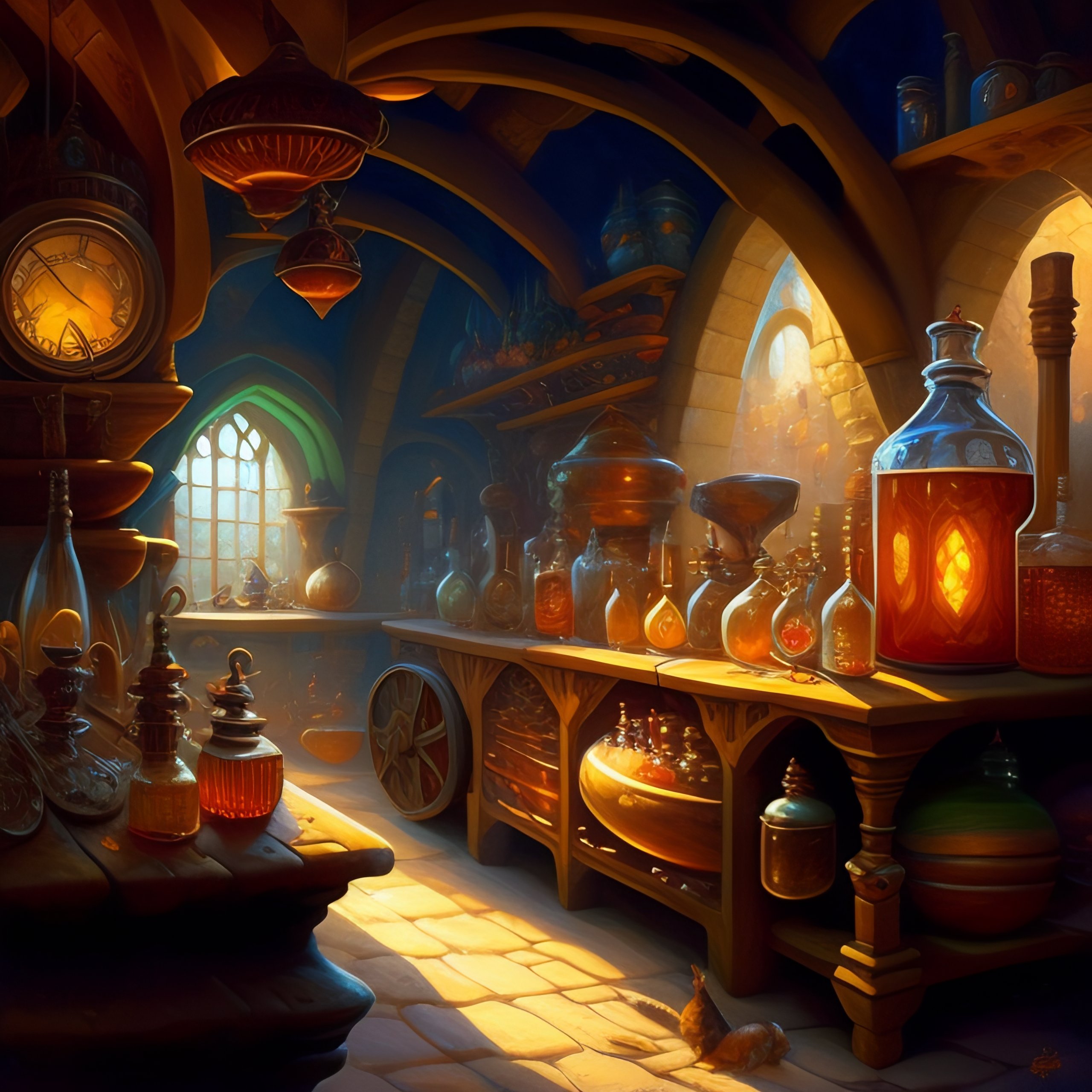 Lexica - Surreal abstract painting of a cluttered fantasy medieval ...