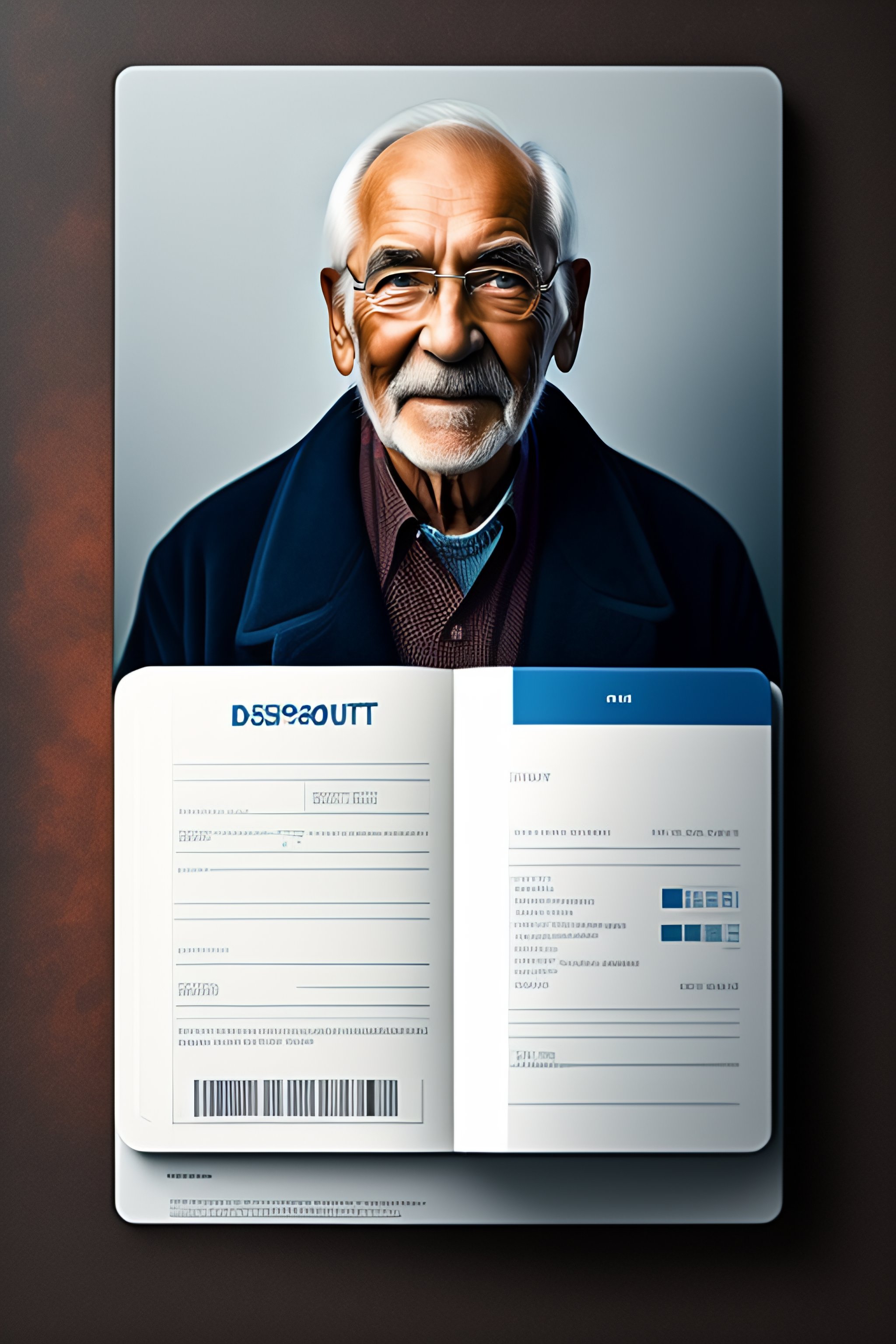 Lexica - Old man, document photoб passport, white background