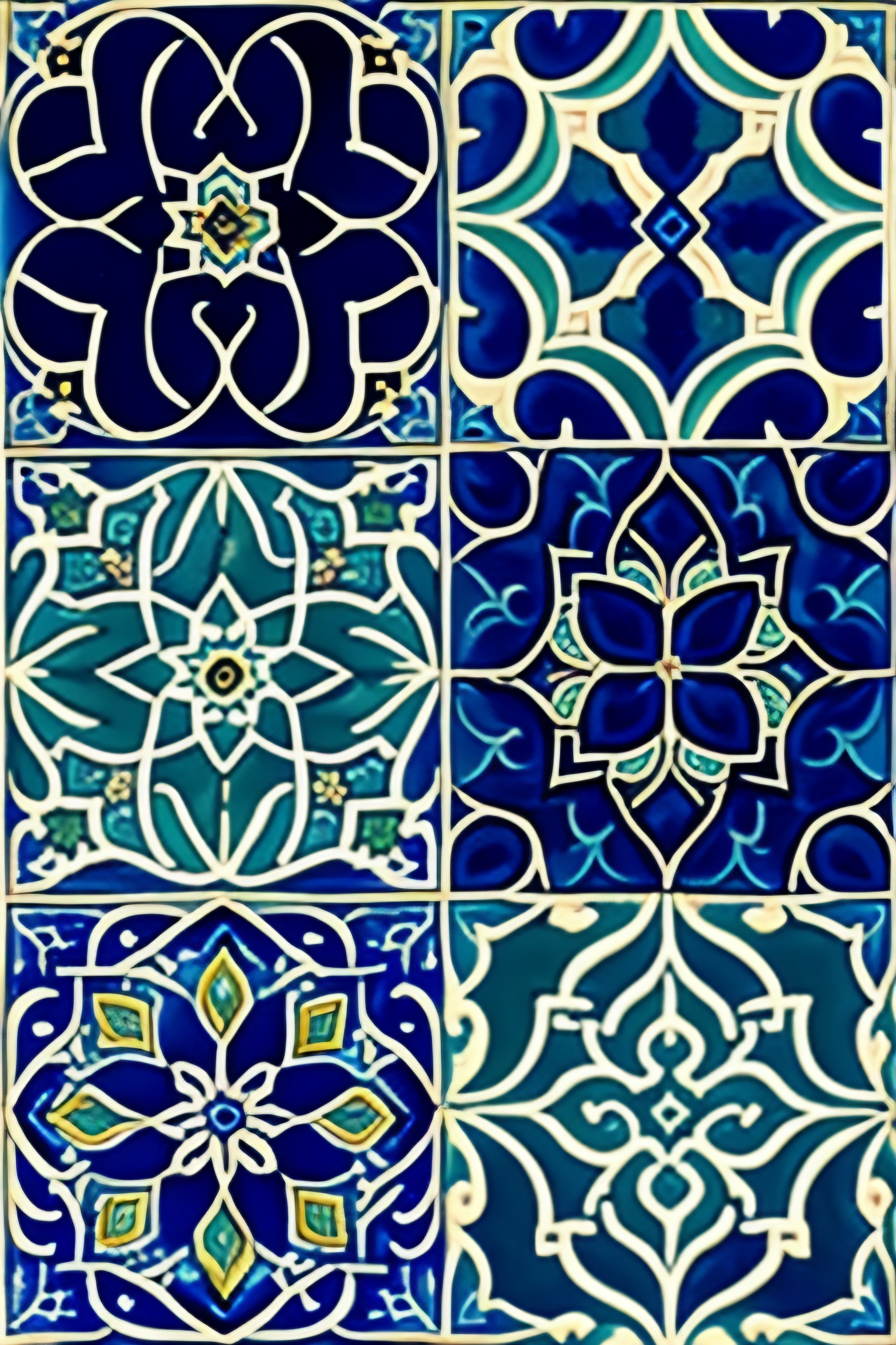 Lexica - Persian tile design in shades of blue and green