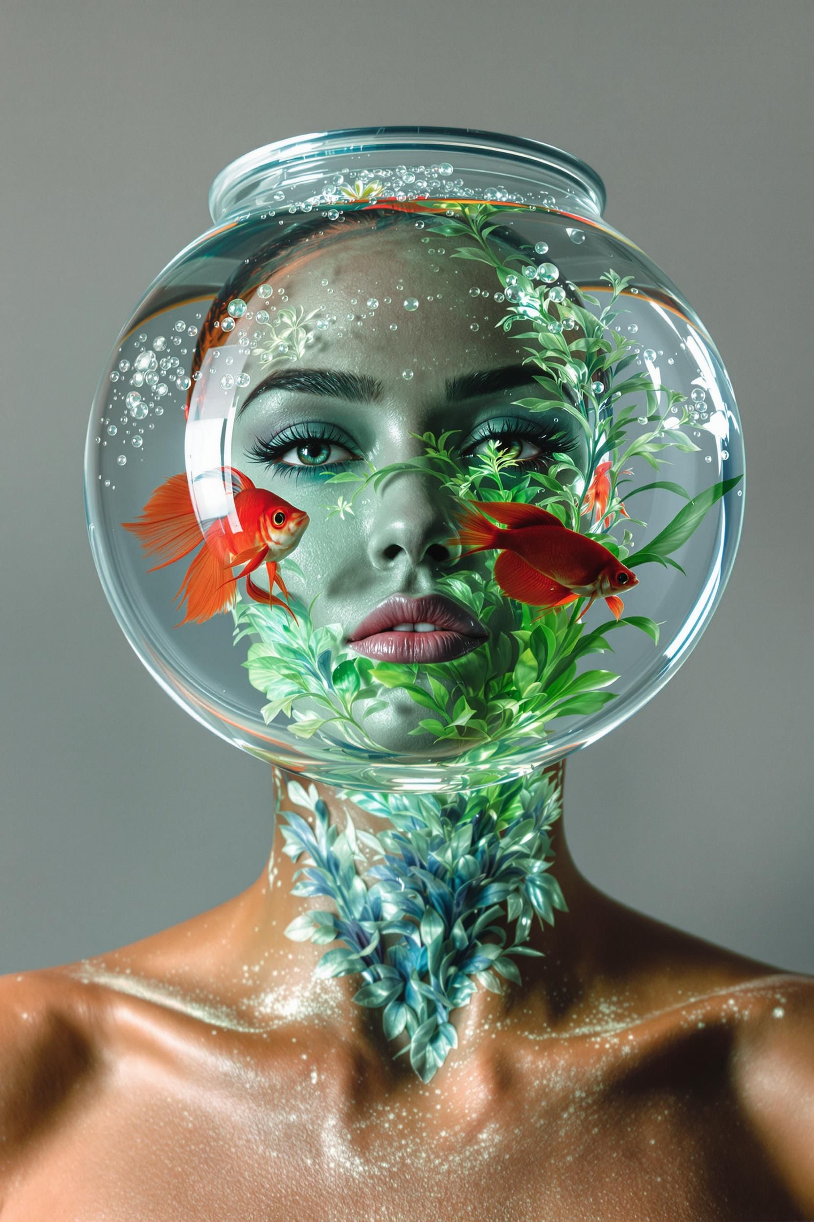 Lexica - Woman made of glass fishbowl