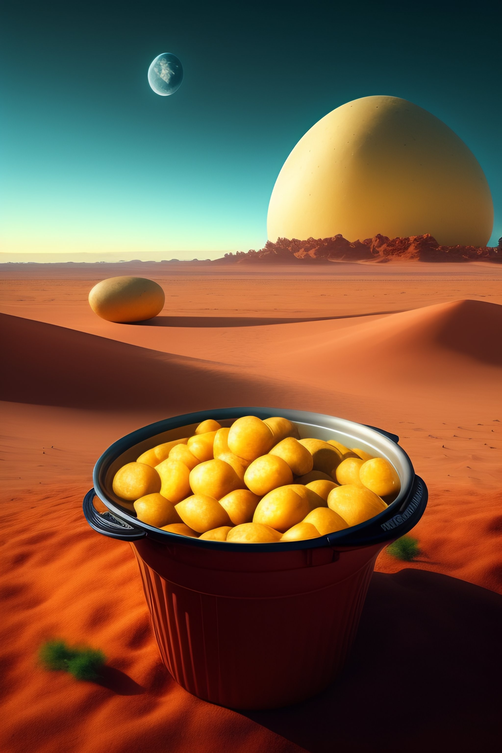 Lexica - Aliens from mars eat potatoes out of a bucket