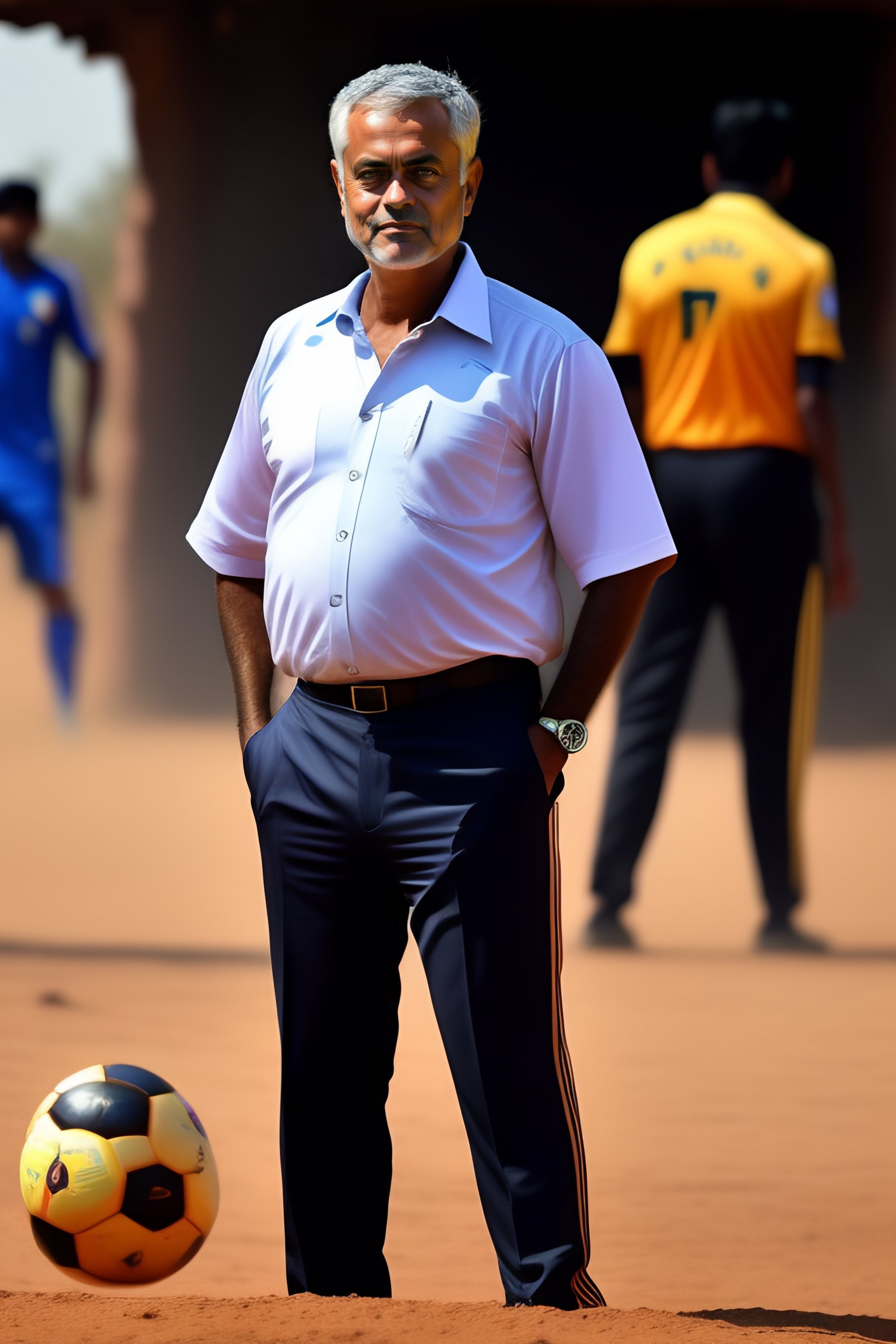 Lexica - Old Jose Mourinho stands on the sidelines of a dusty ...