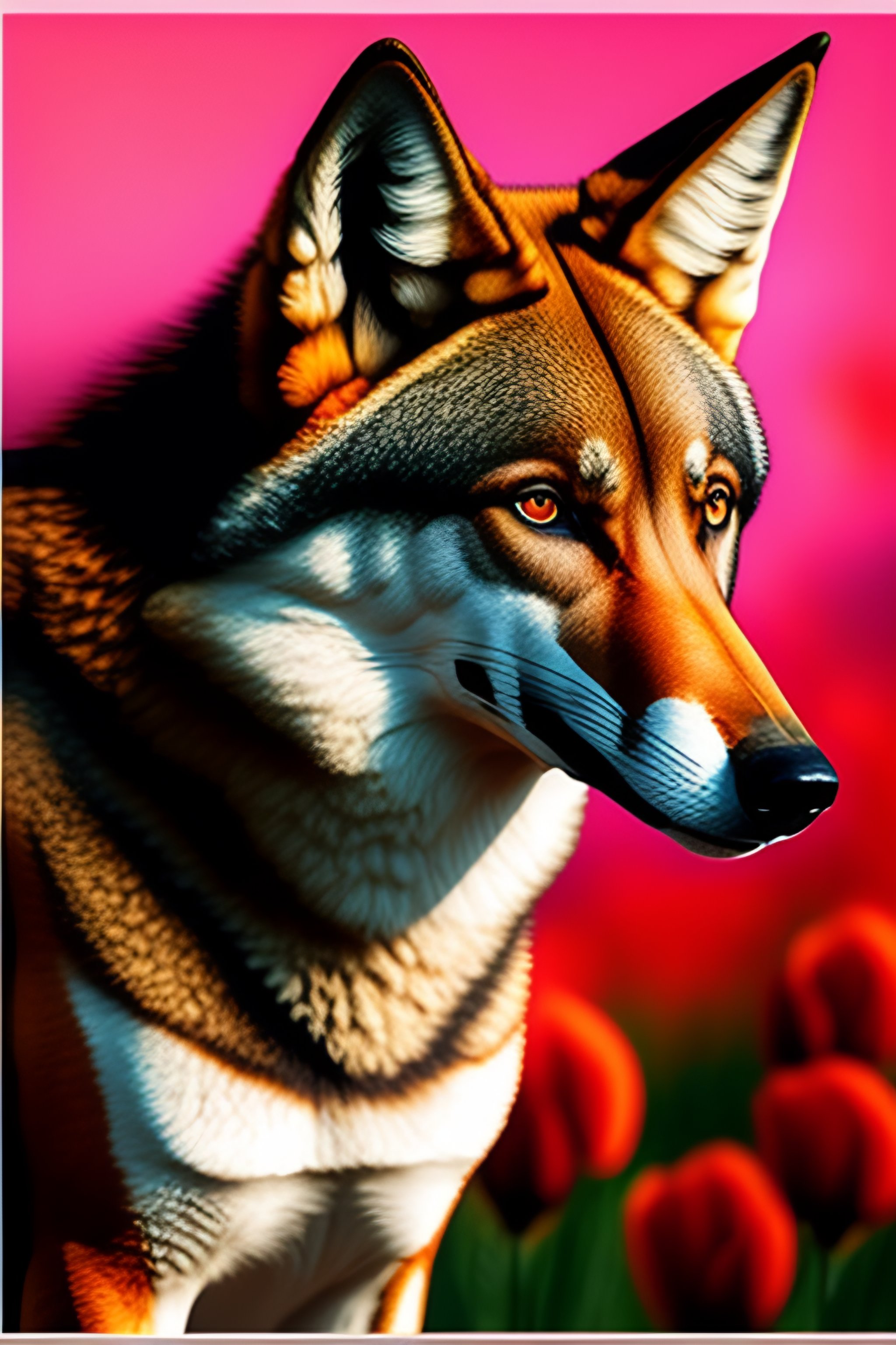 Lexica - A red wolf made of flowers