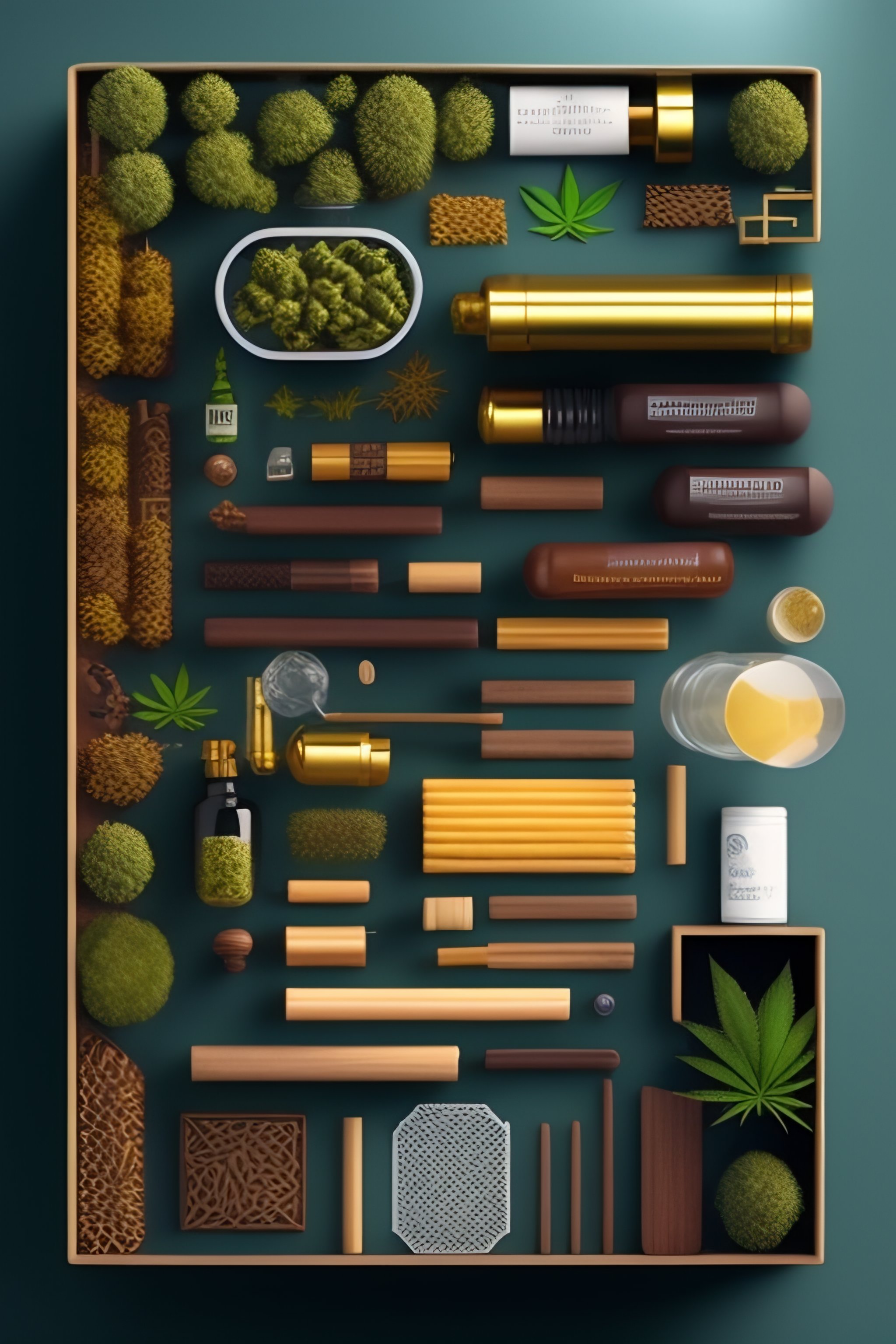 Lexica - Marijuana and weed pipes and bongs, Knolling, Knolling layout ...
