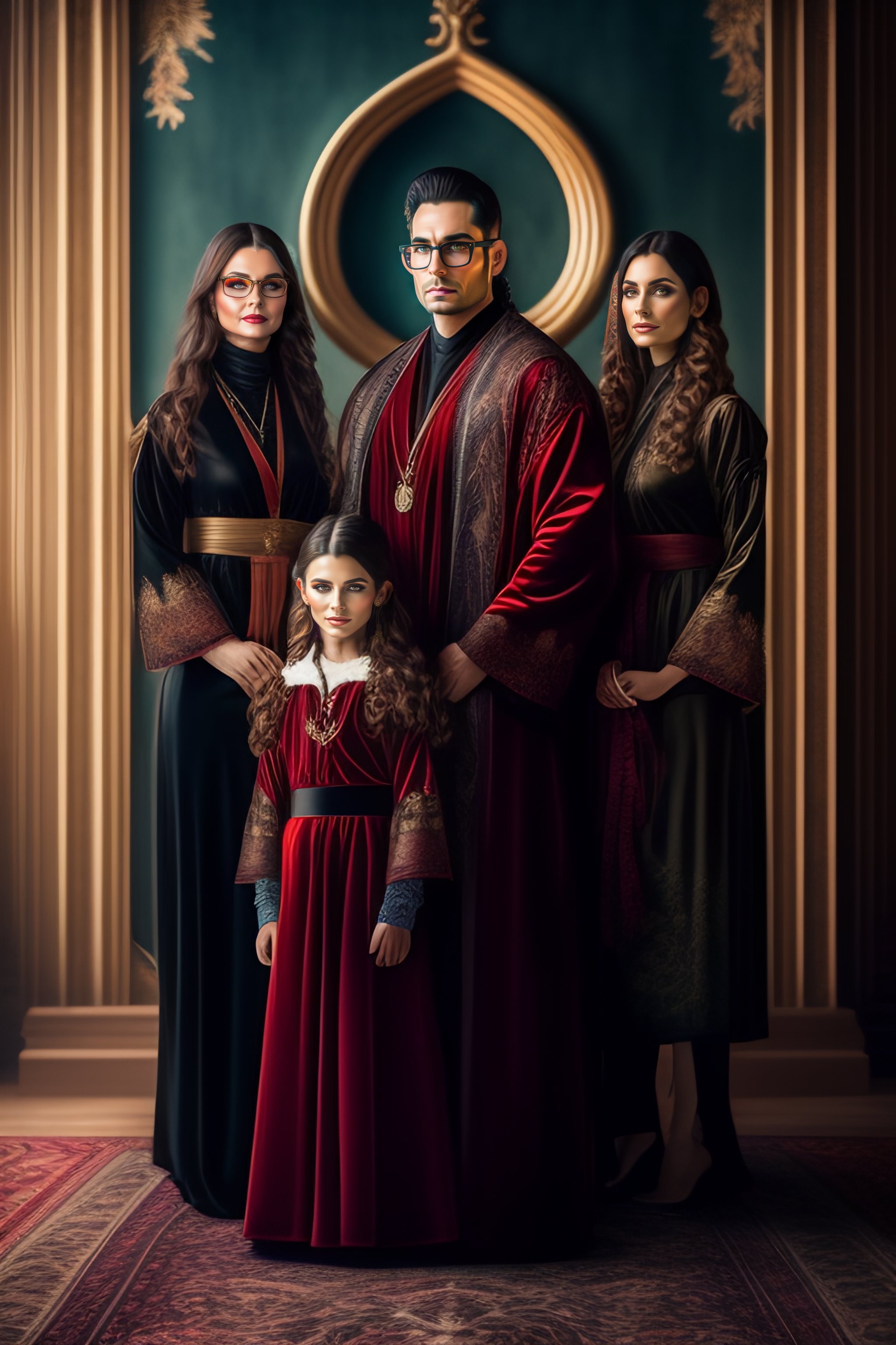 Lexica - Vampire family portrait, full body, tapestry, paintings on the ...