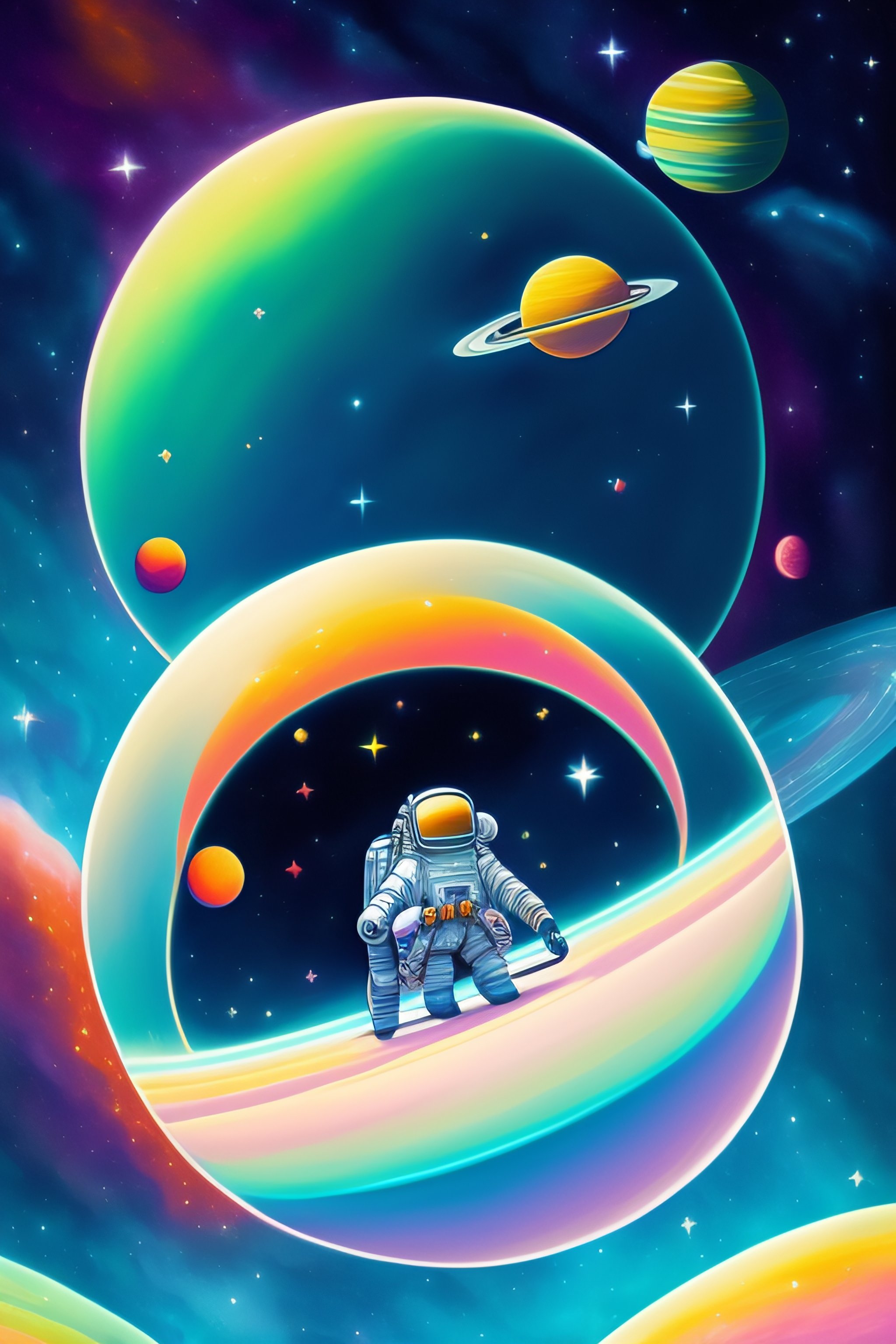 Lexica - Astronaut floating in space with space slime creature with ...