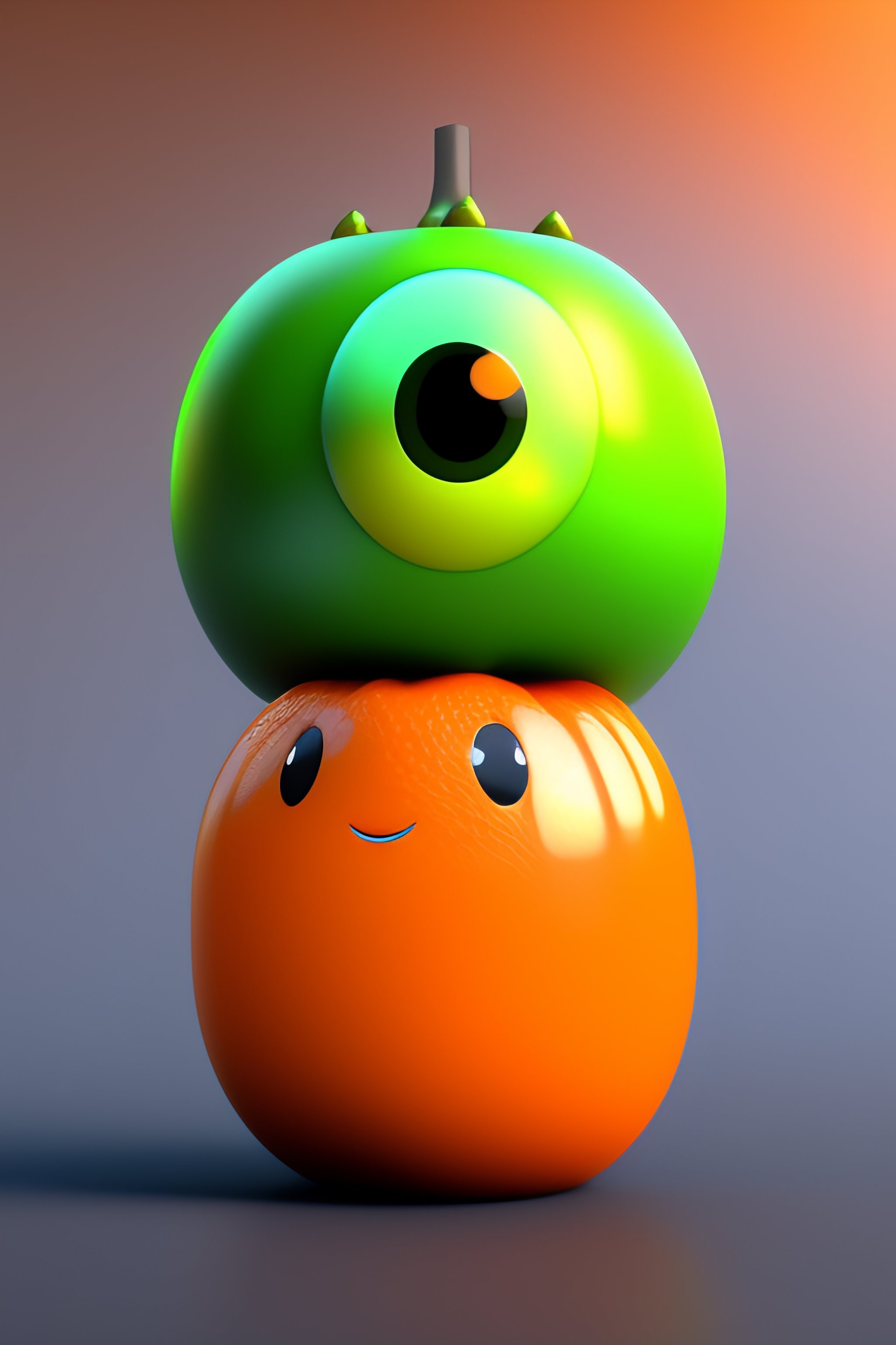 Lexica - Cute Chibi one eyed orange monster, green pupil, 3d, unreal ...