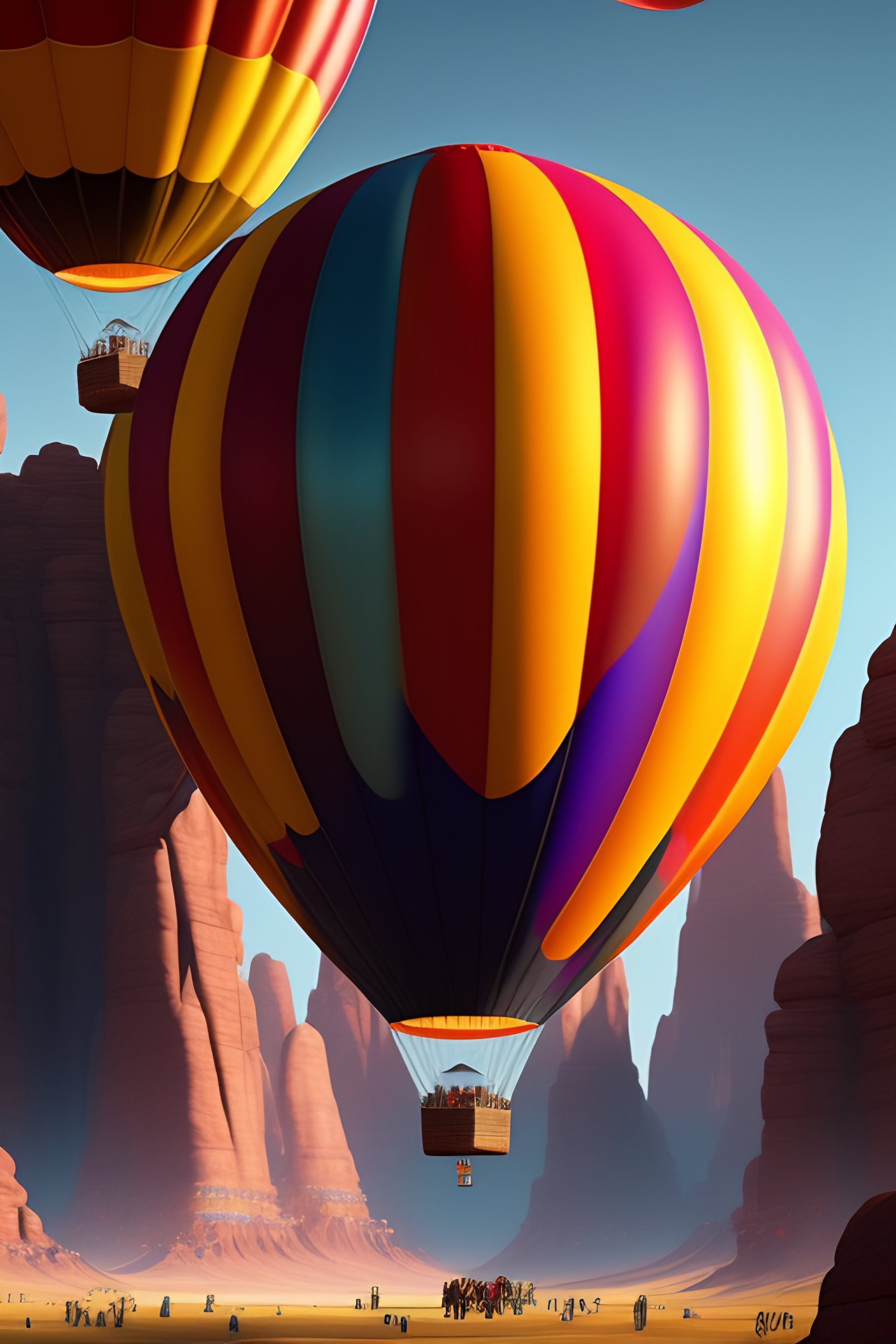 Lexica - Colorful hot air balloons high over the rocky mountais, color ...