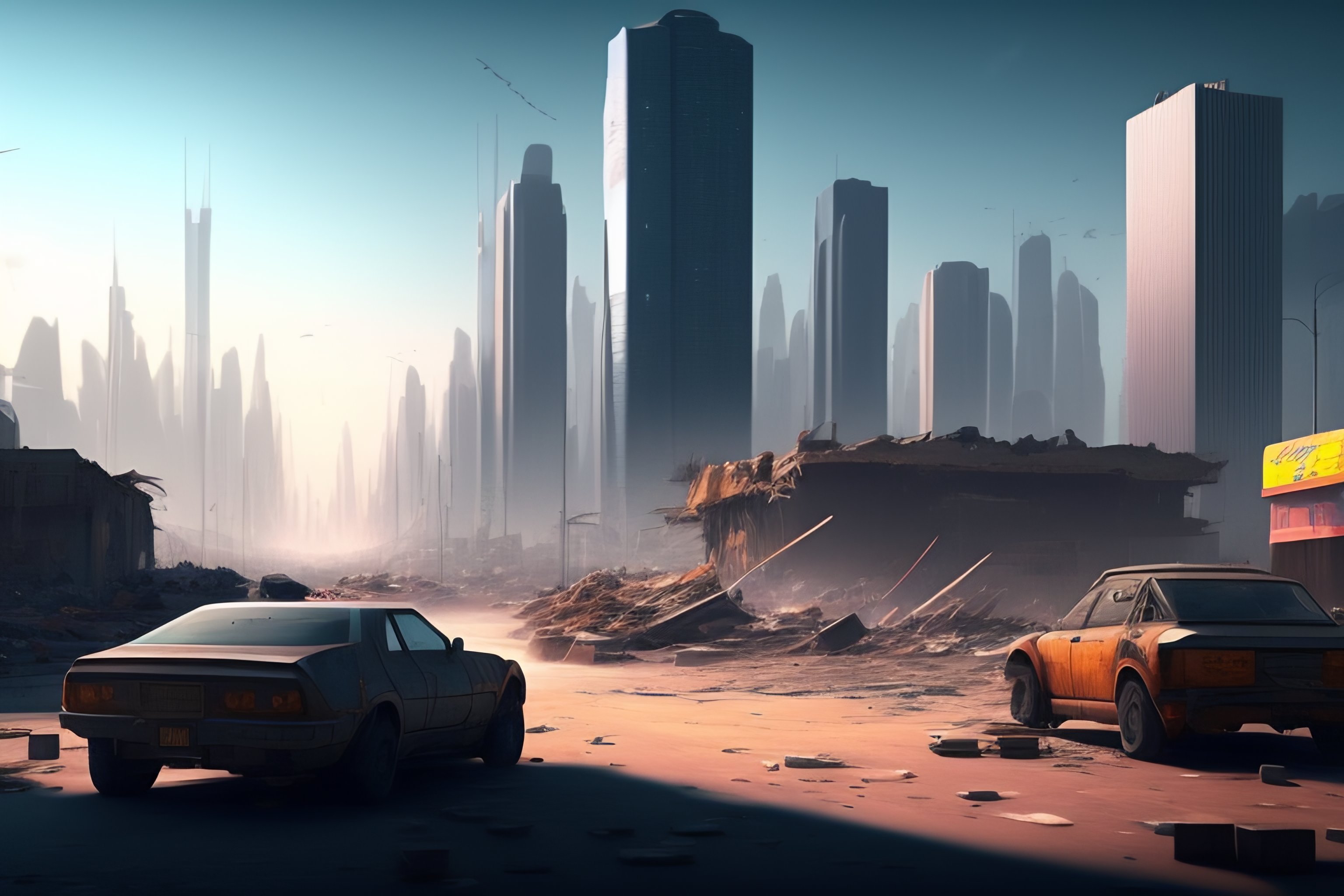 Lexica - A huge apocalyptic city with lots of broken buildings, giant ...