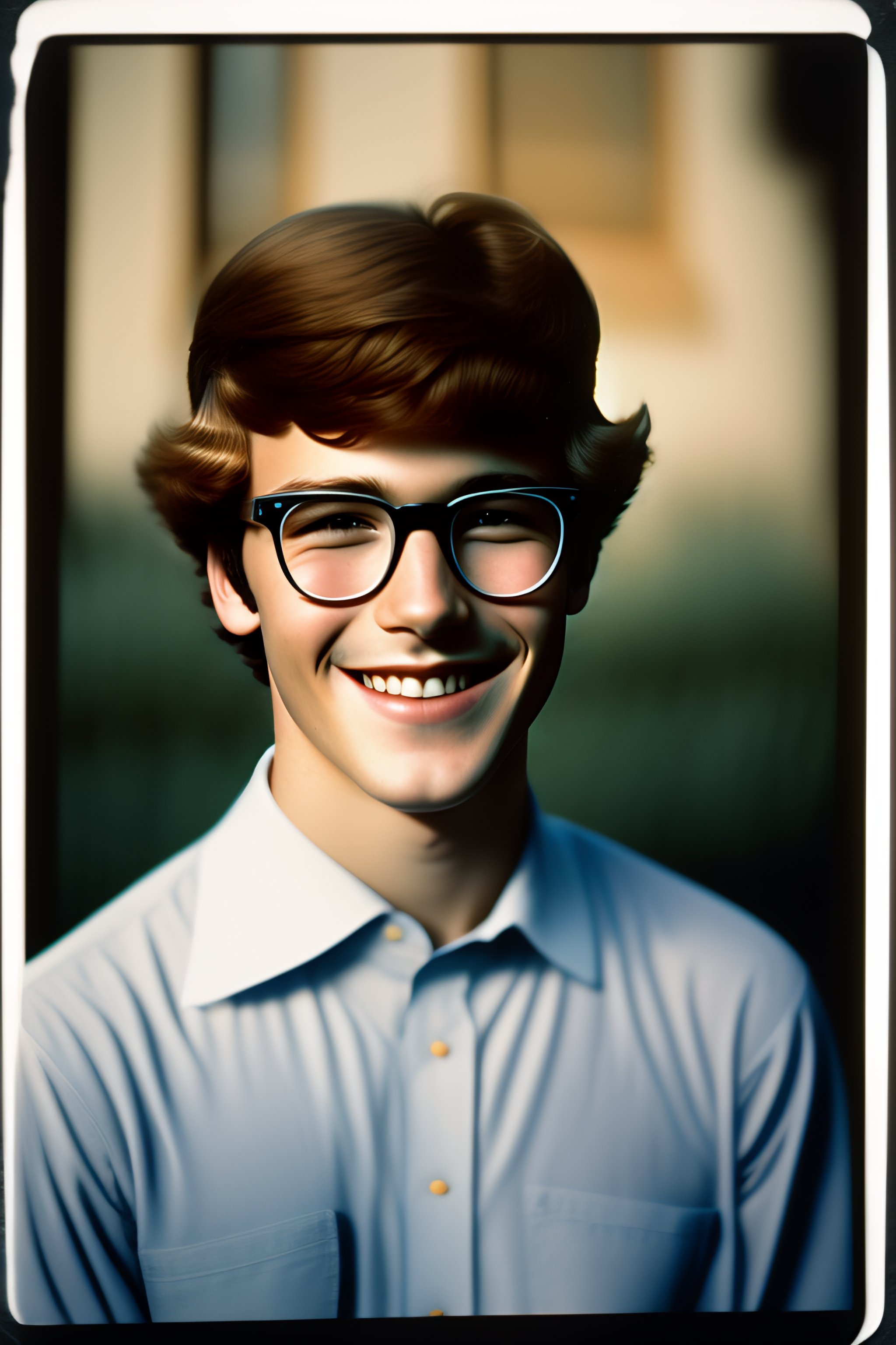 Lexica - 1984 Polaroid portrait of a nerd man with bad acne, thick ...