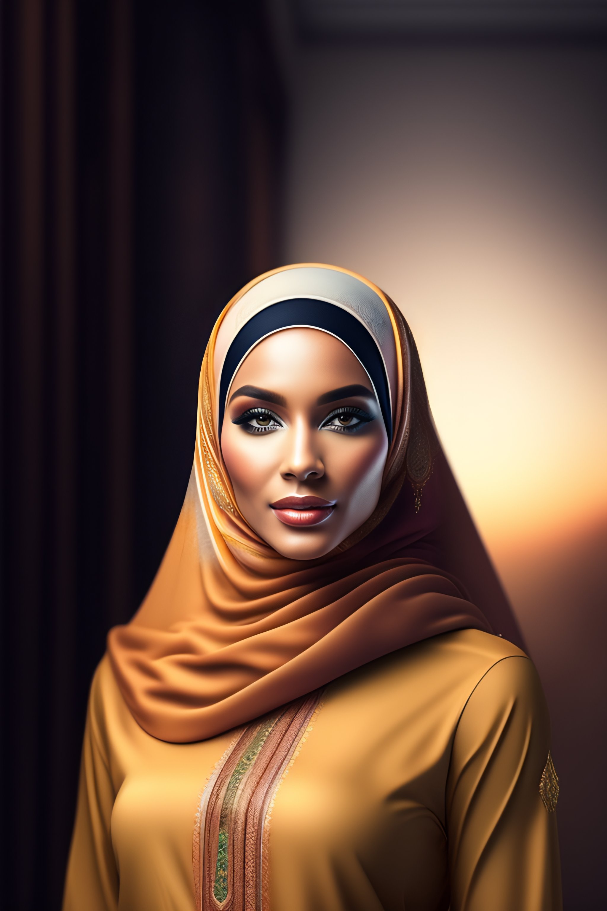 Lexica - A beautiful woman wearing hijab, full body as apex