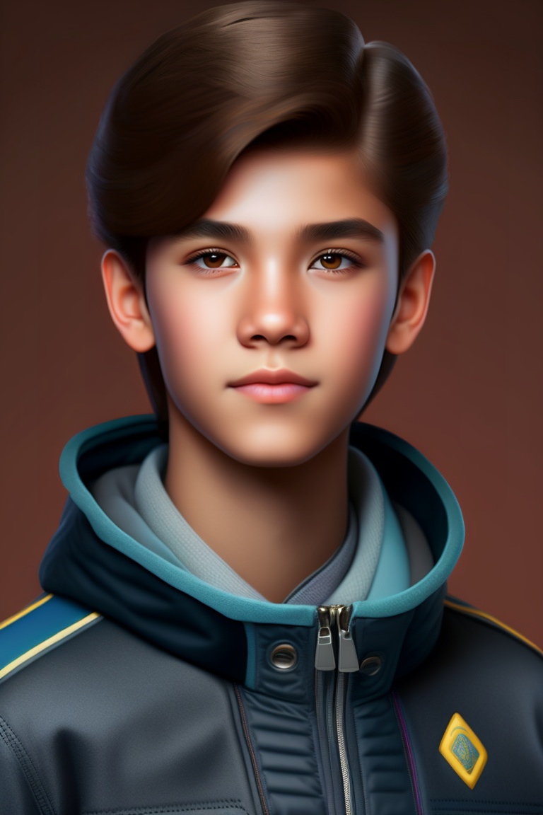 Lexica - A charismatic teenager, a youthful teenager, front face.