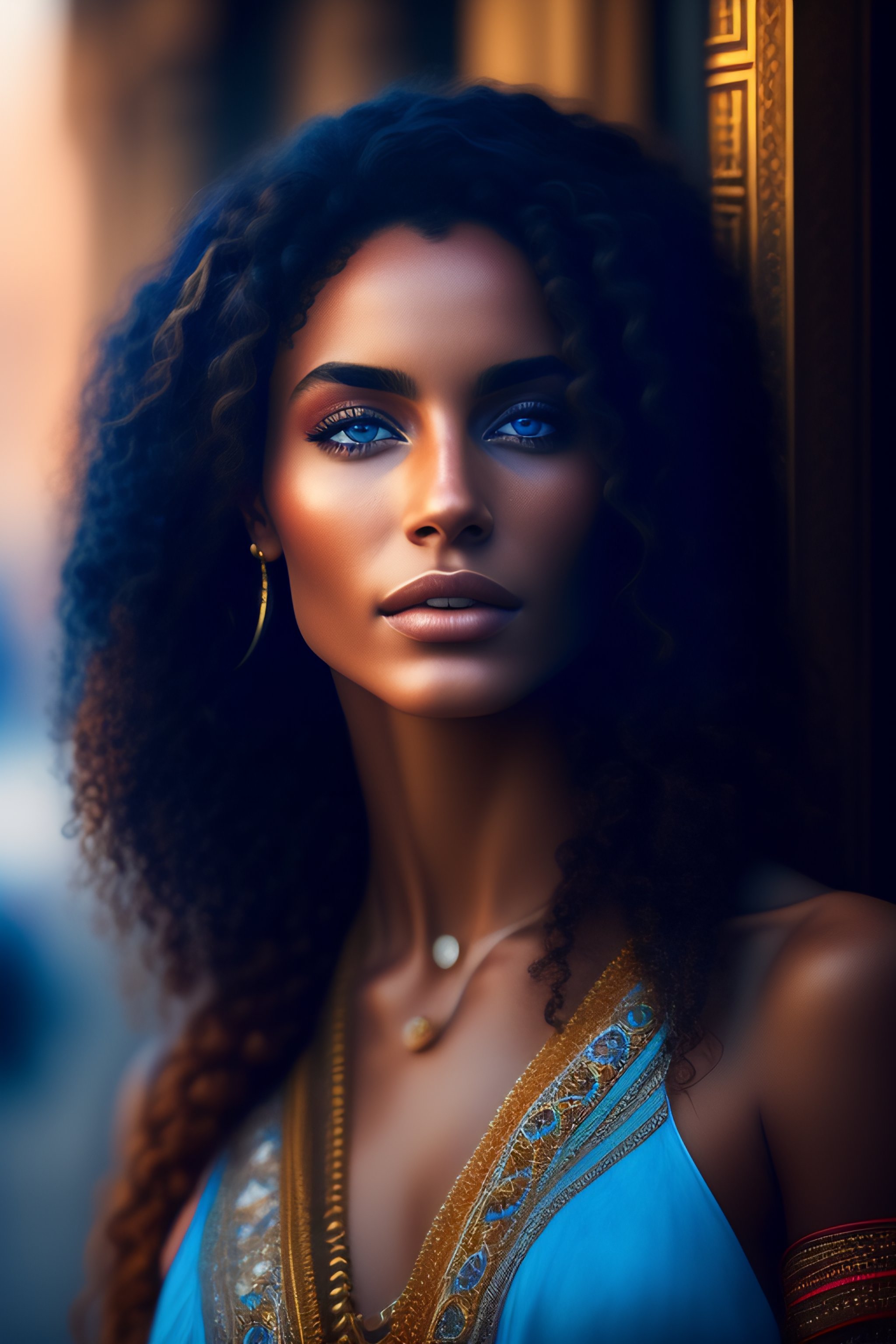 Lexica - Beautiful curly head morrocan woman with blue eyes 8k ...