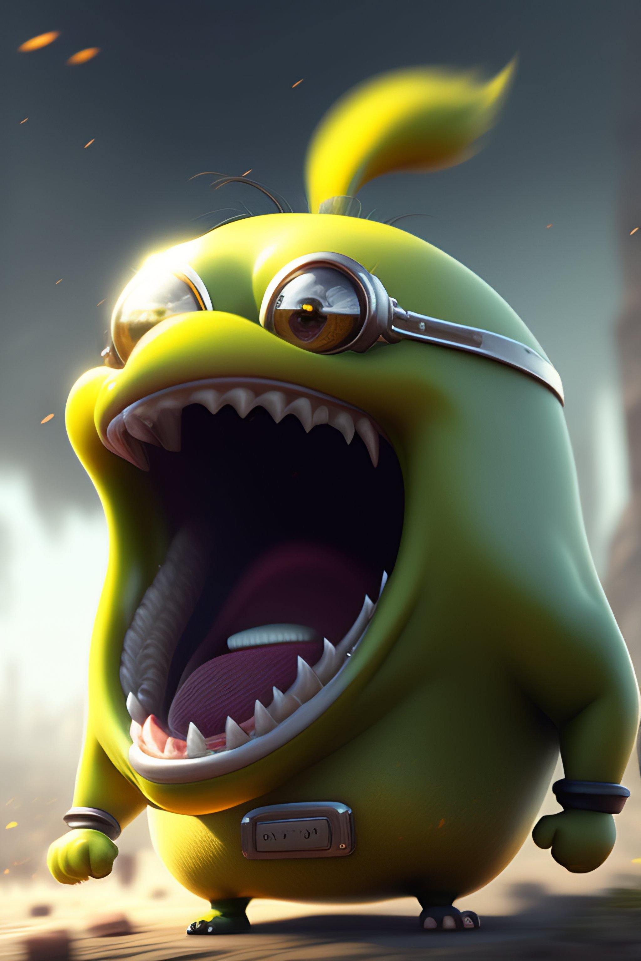 Lexica - A grotesque minion shrieking and gnashing its teeth, digital ...