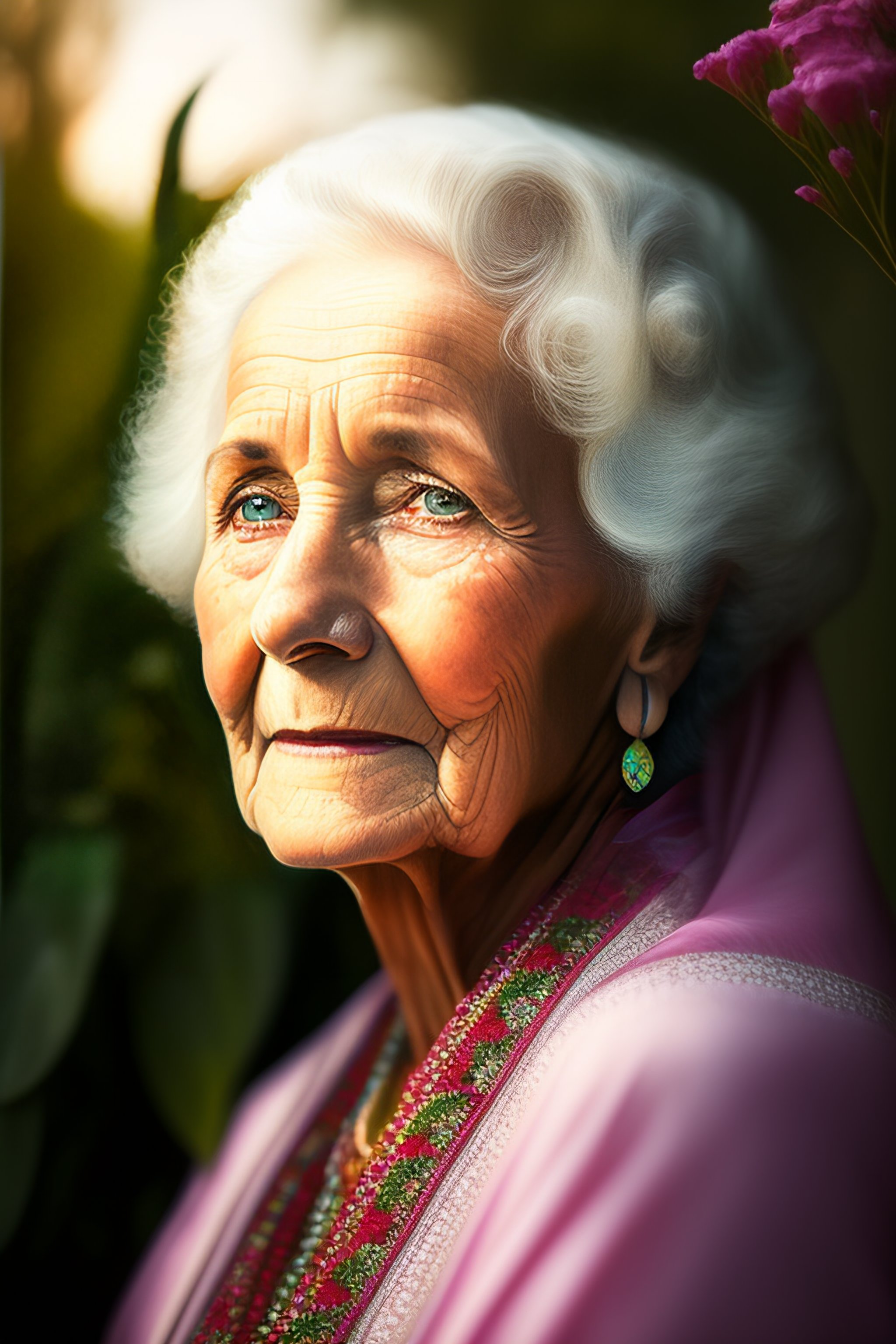 Lexica - Old Woman Baba jaga Portrait with an beautyful Flowers