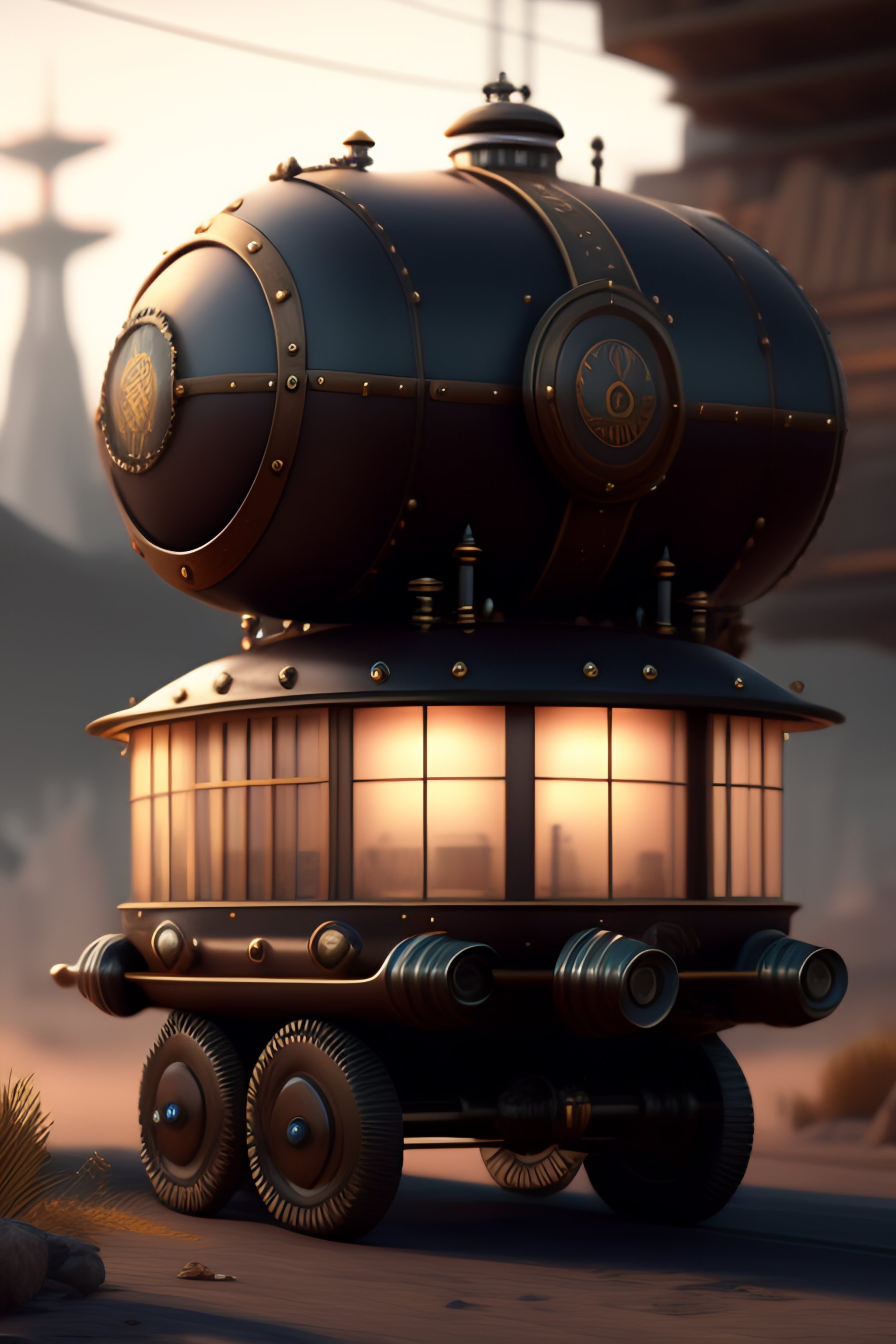 Lexica - Iron trailer, diselpunk, steampunk, cyberpunk, HQ, 4K, unreal ...