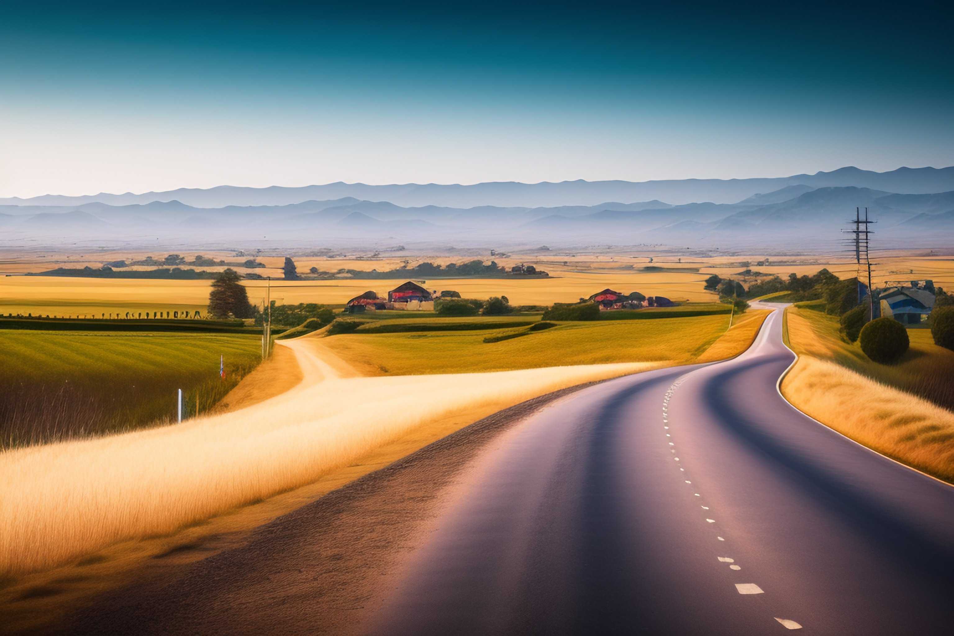 Lexica - Linear road and little town in background