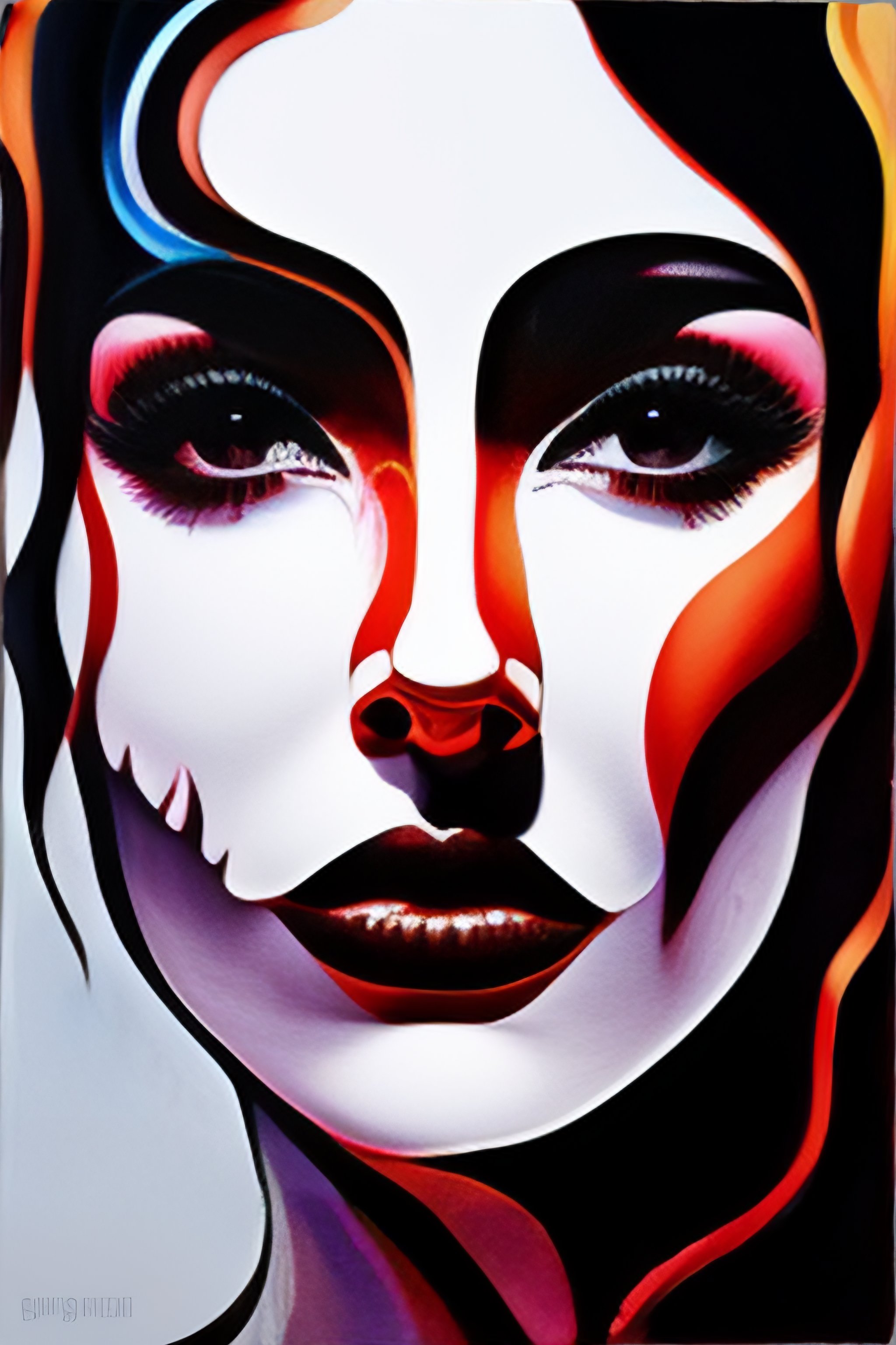 Lexica - Abstract creepy face drawn with lines
