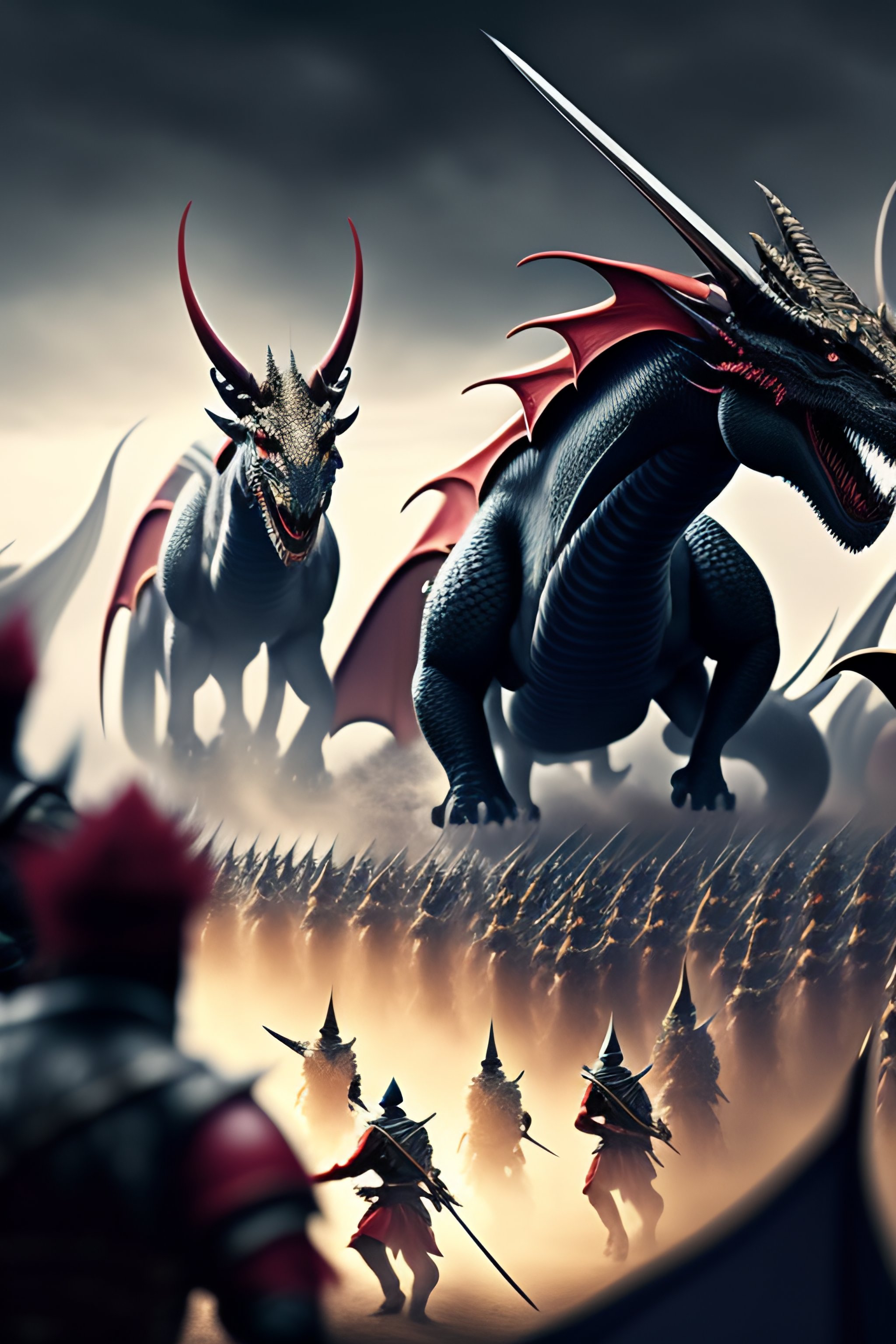 Lexica - An army of Dragons battling against an army of humans