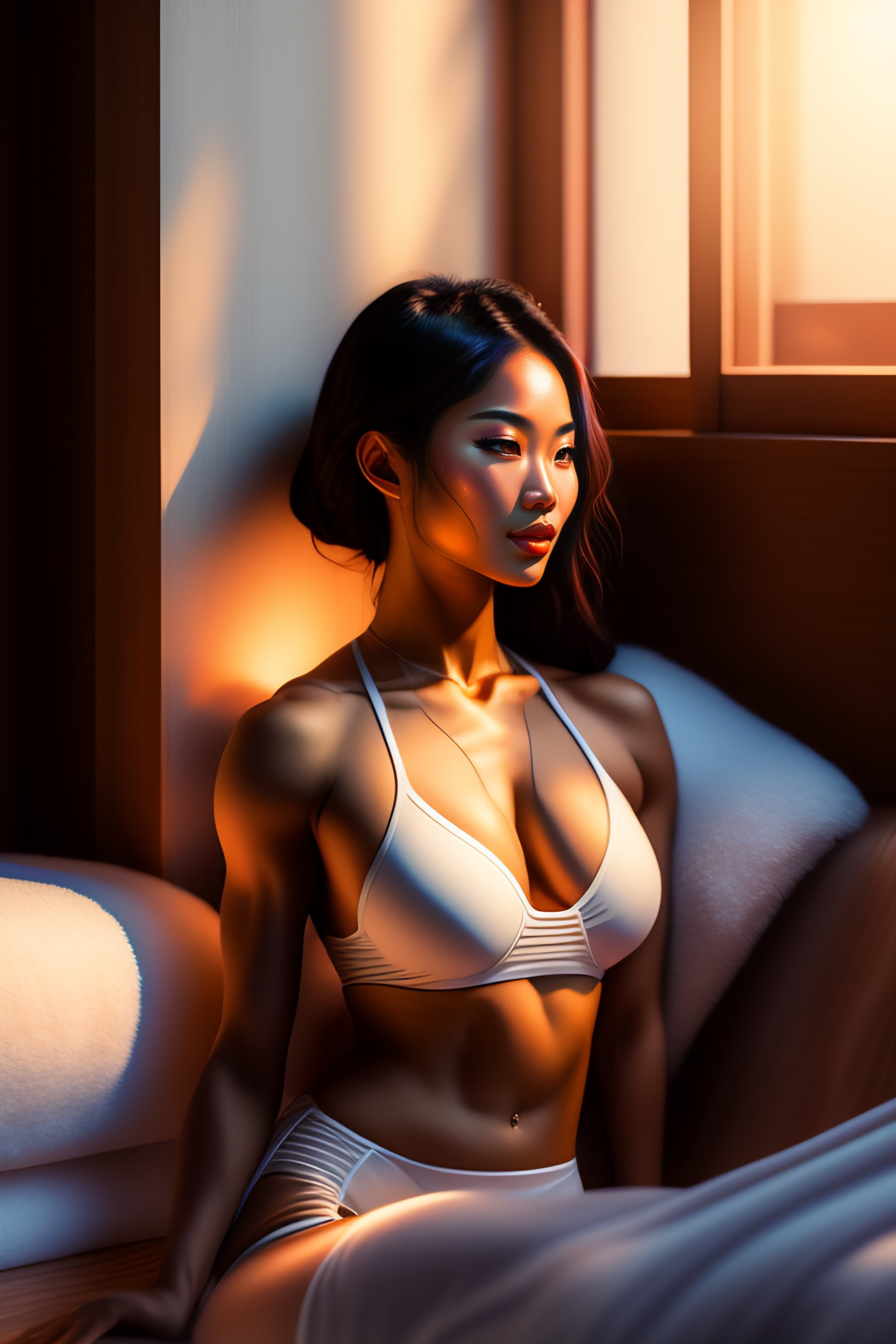 Lexica - Stunning woman, Asian physique, cinnamon color skin, social media influencer, highly ...