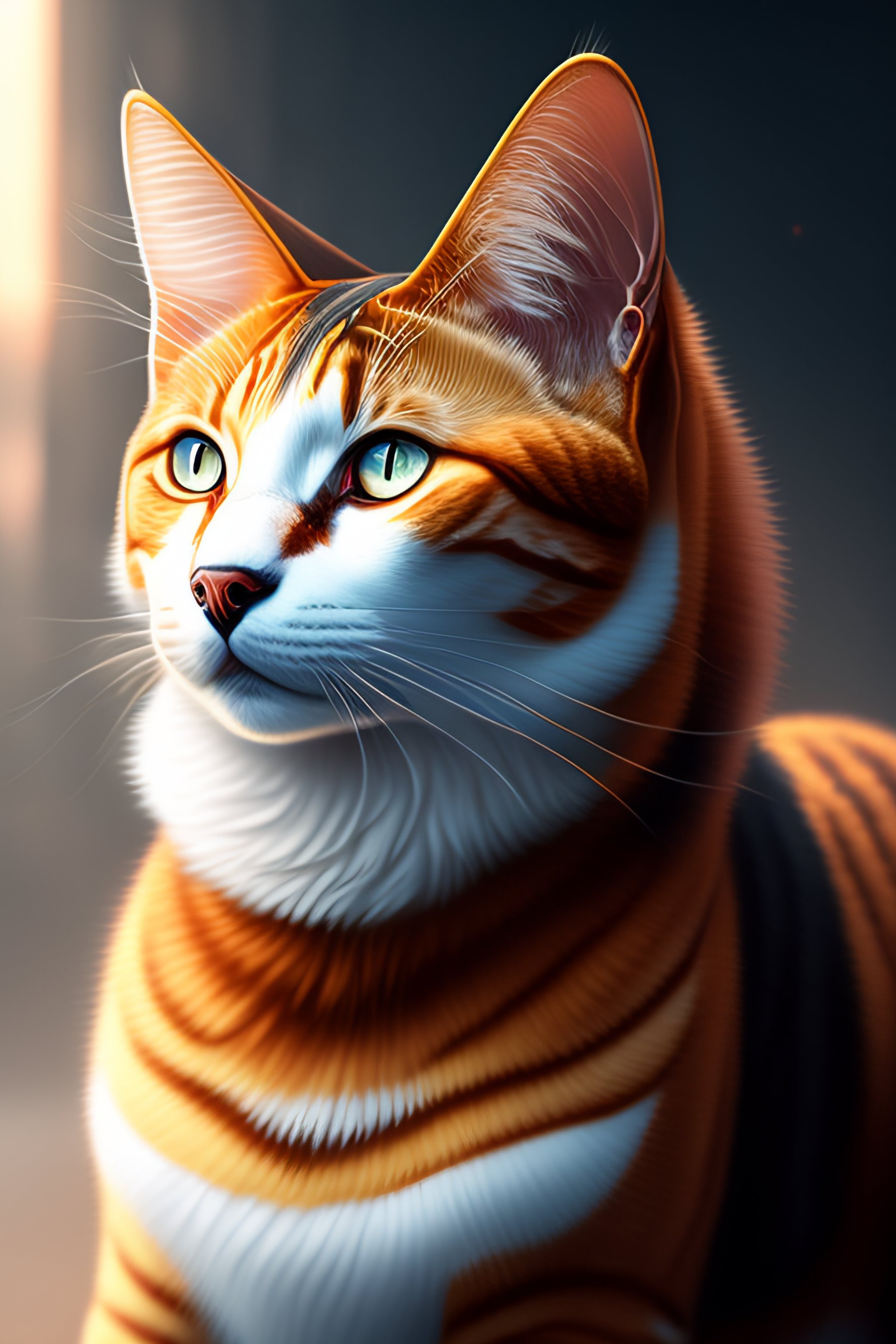 Lexica - Fusion ghost and calico cat , digital art, digital painting ...