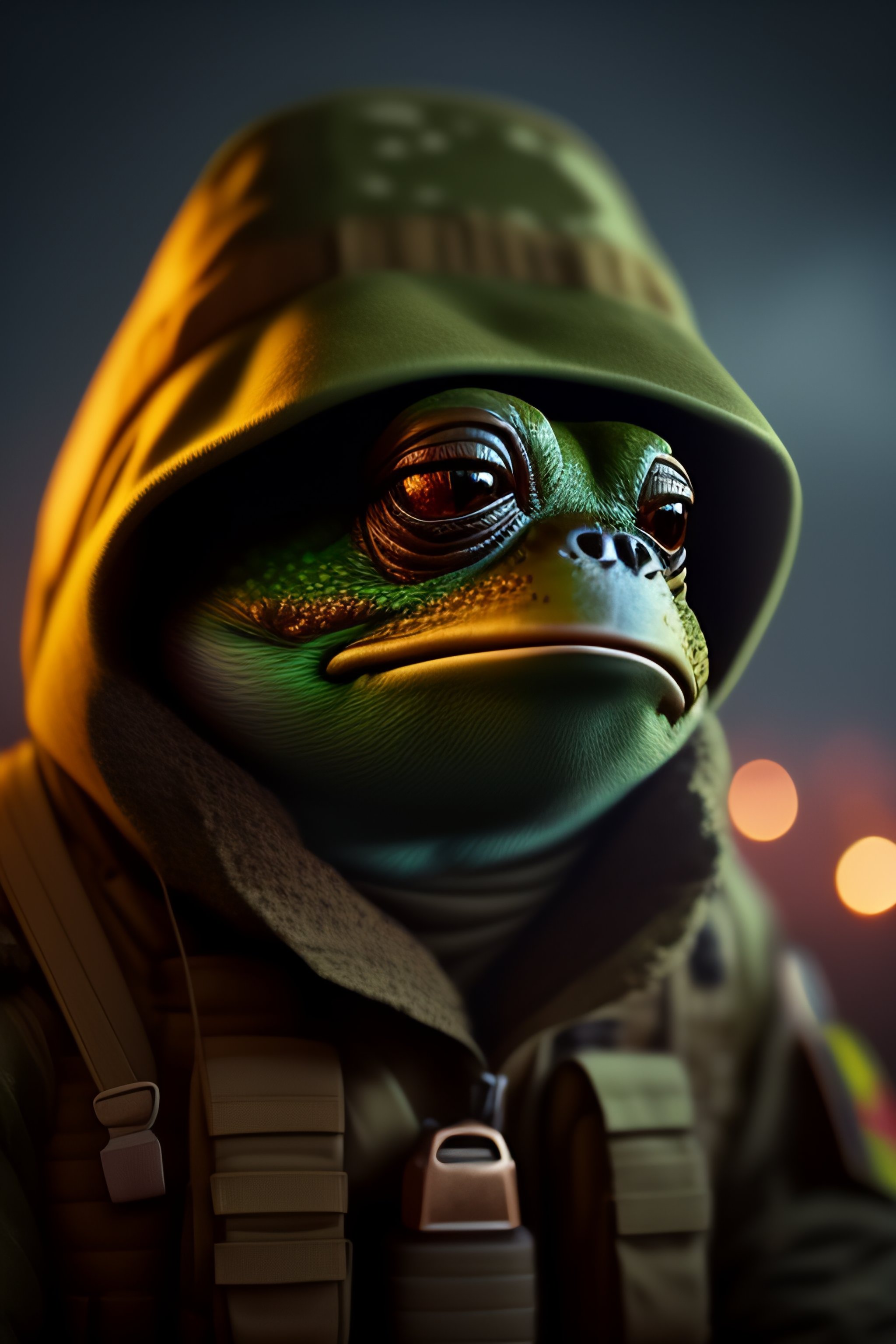 Lexica - An exhausted pepe the frog at the frontlines in the army at ...