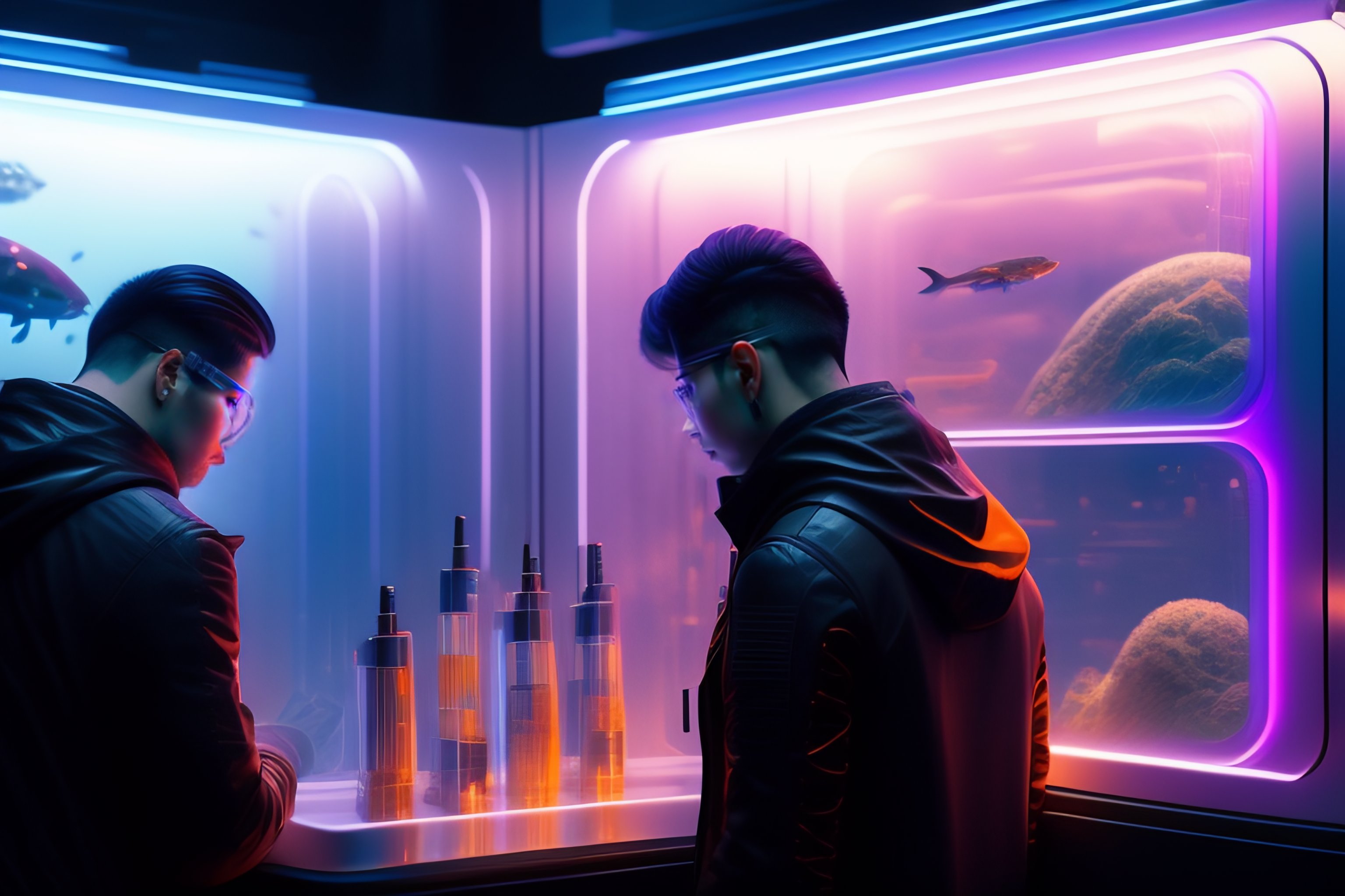 Lexica - Humans creating cyborgs in a sophisticated bio lab, specimens ...