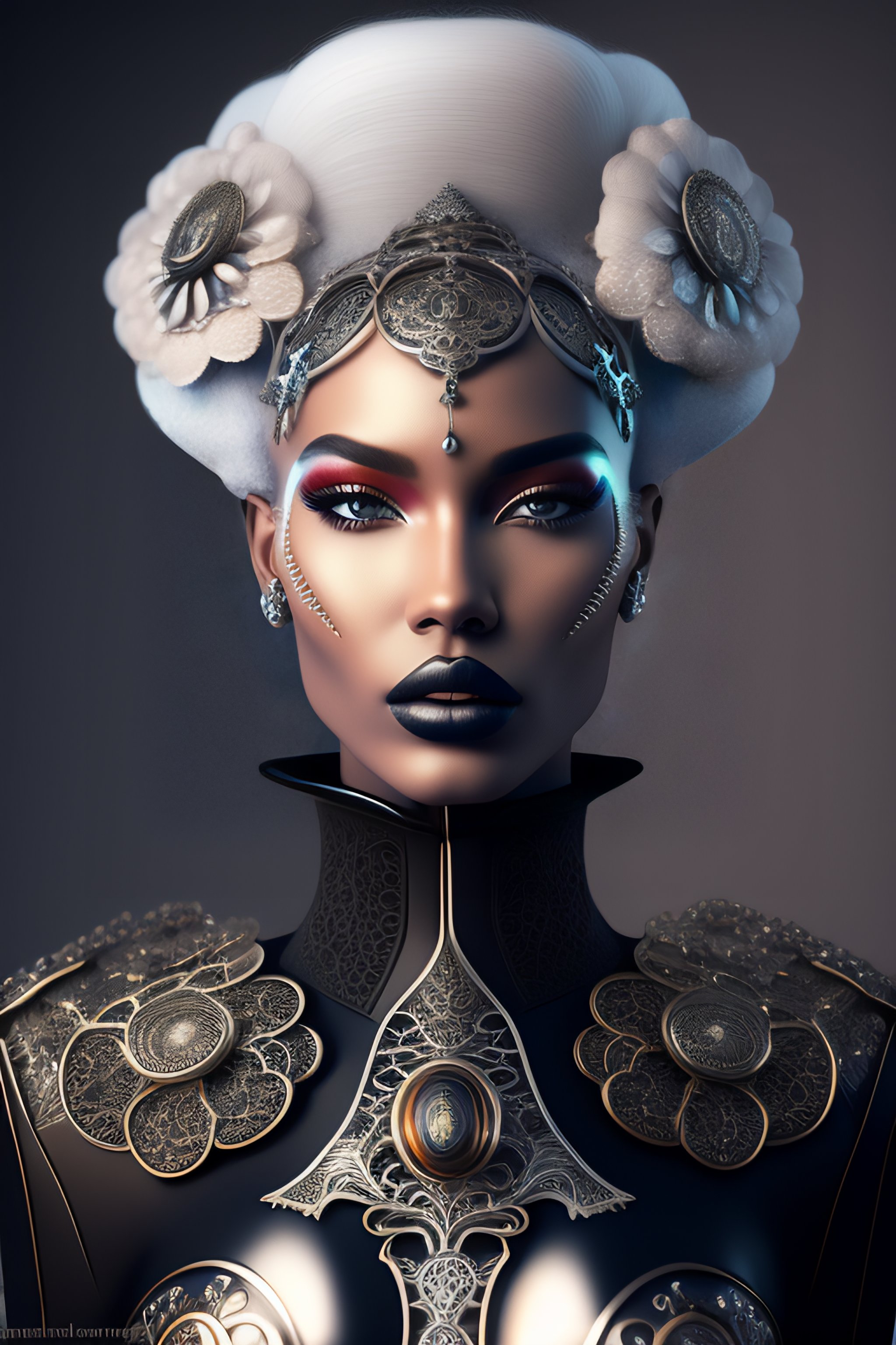 Lexica - Surreal black and white photo portrait of complex bio ...