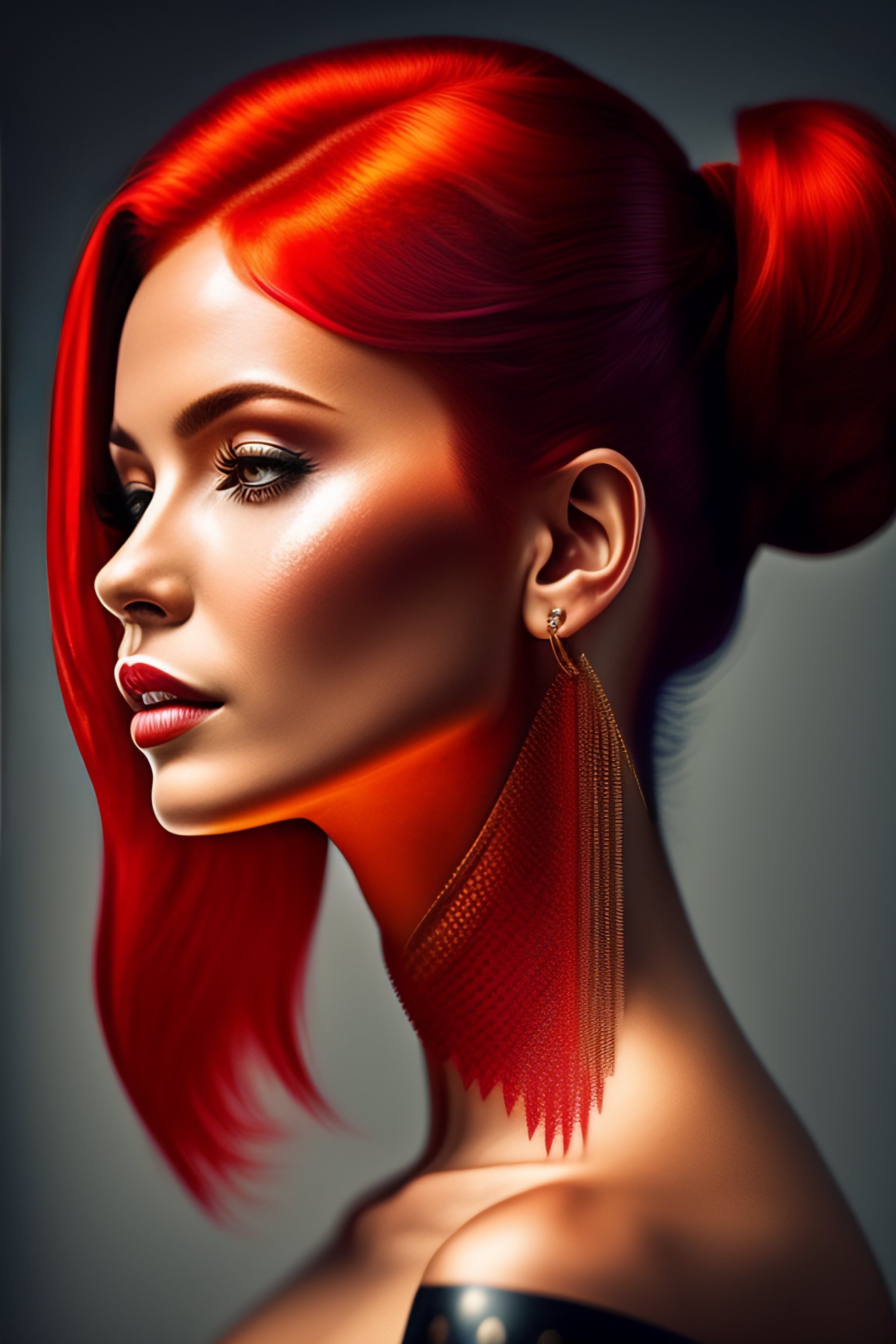 Lexica - AI expert, female, digital tattoo, red hair
