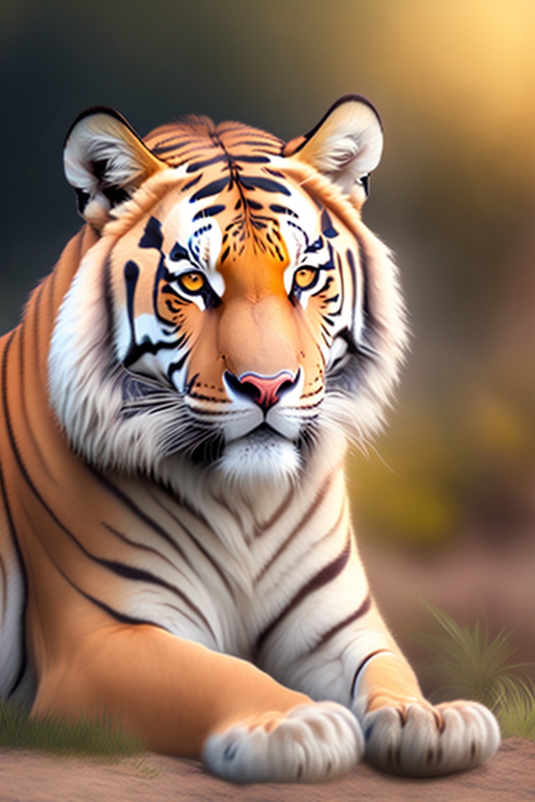 Lexica - Tiger sitting peacefully among the cows, purring