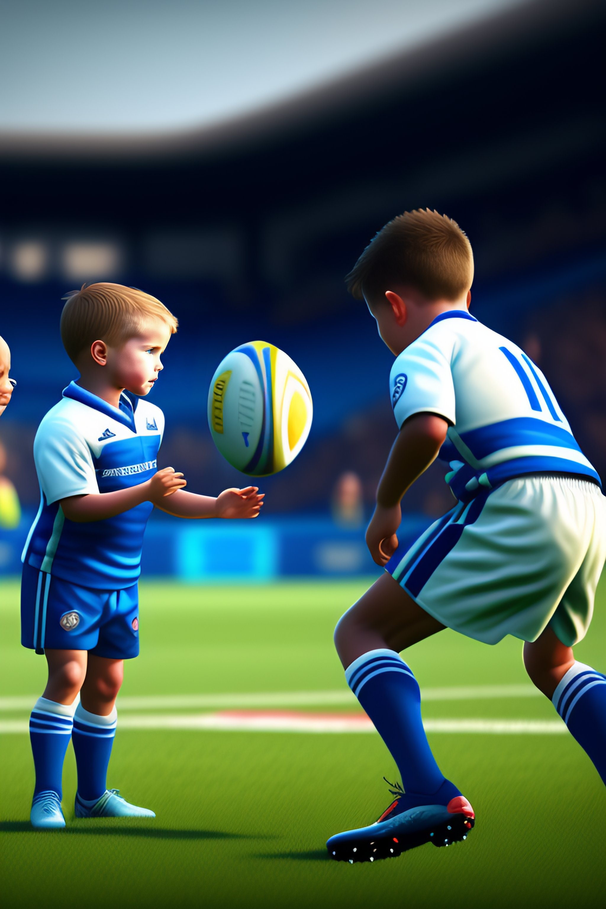 Lexica - Children play rugby blu and white