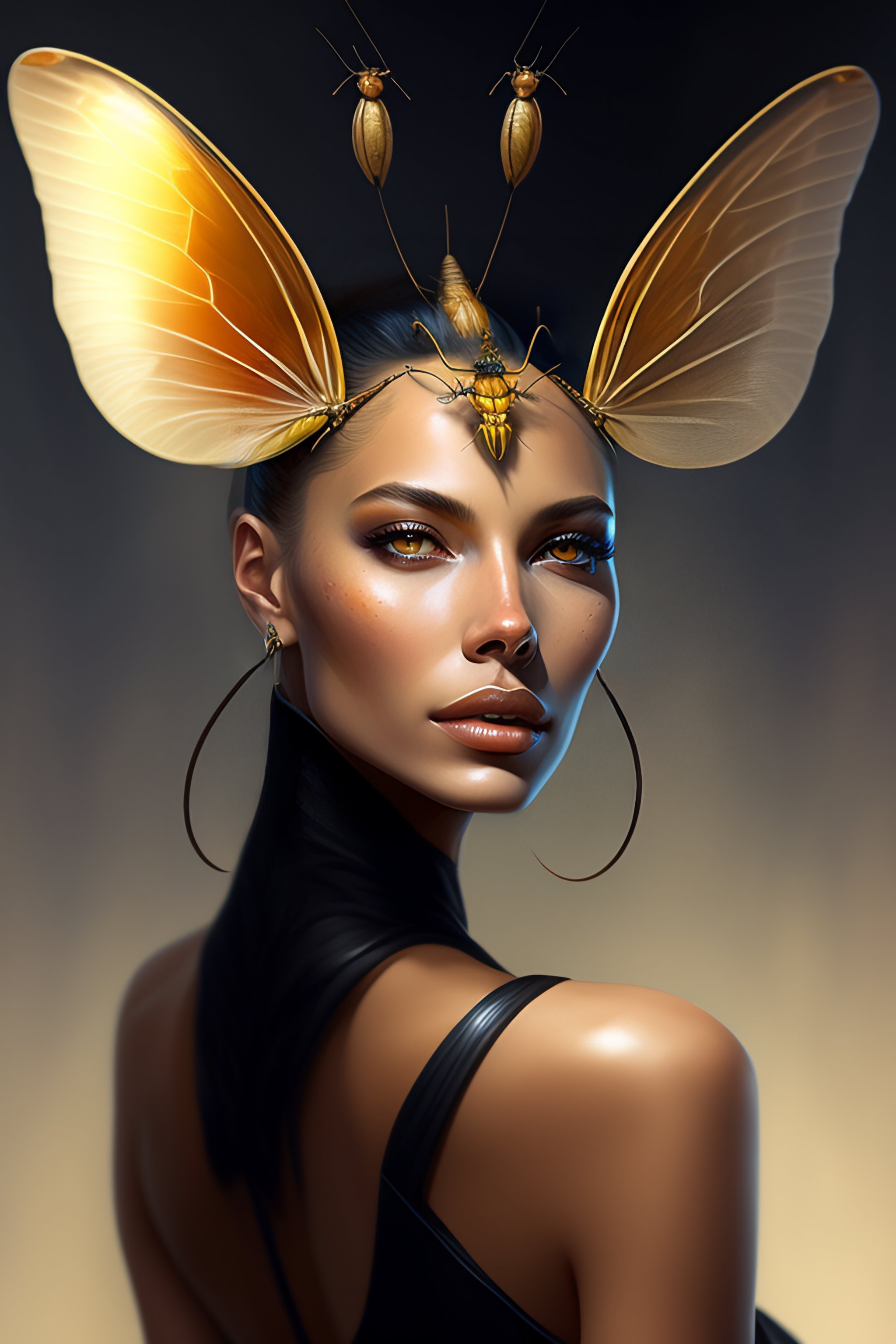 Lexica - Full frame of beige human - mantis ; hestiastula head with ...