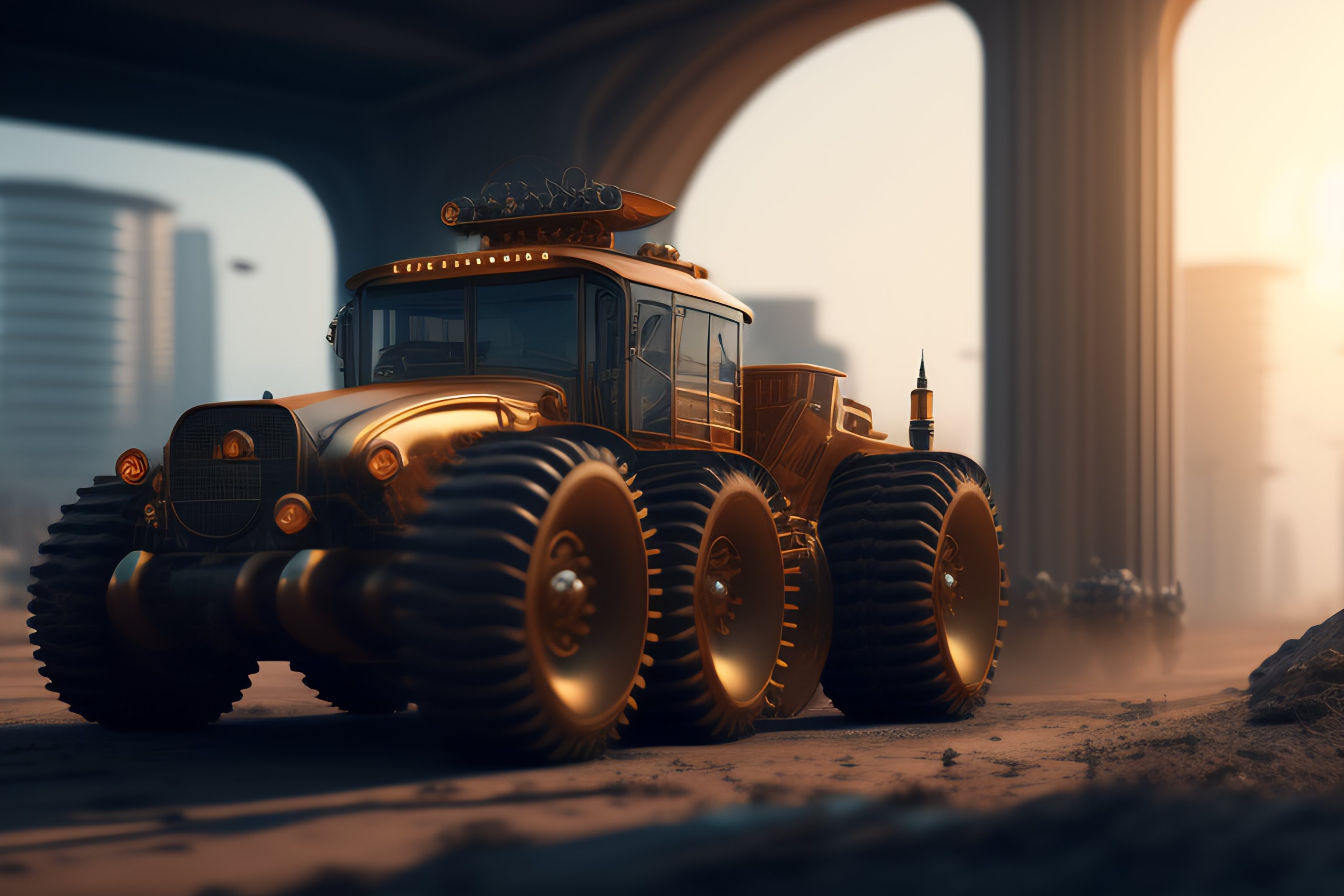 Lexica - Mechanized garrage, realistic background neorealist art room ...