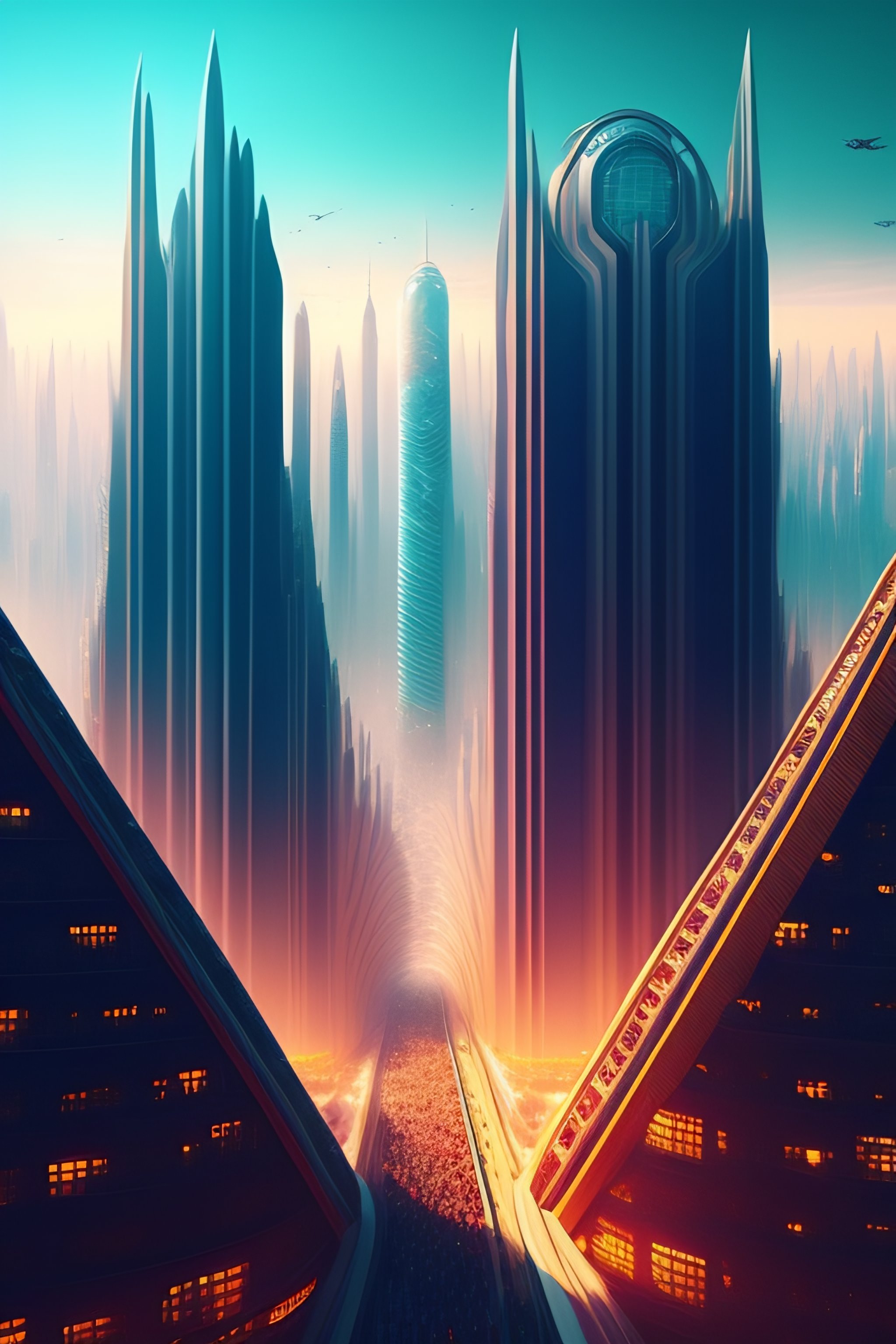 Lexica - Surreal dystopian futuristic crowded city