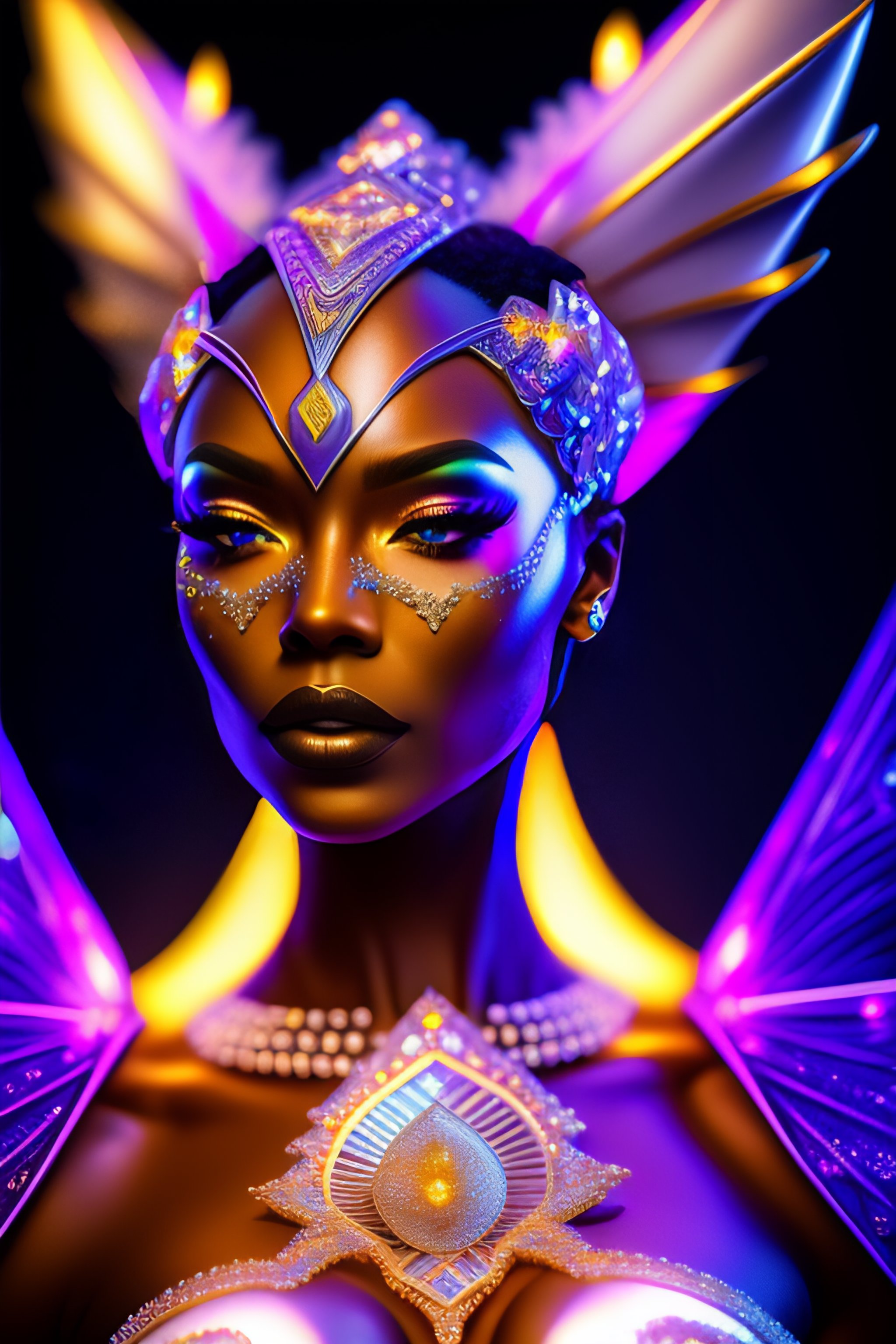 Lexica - Voodoo, full body illustration, cyberpunk, crystal, white ...