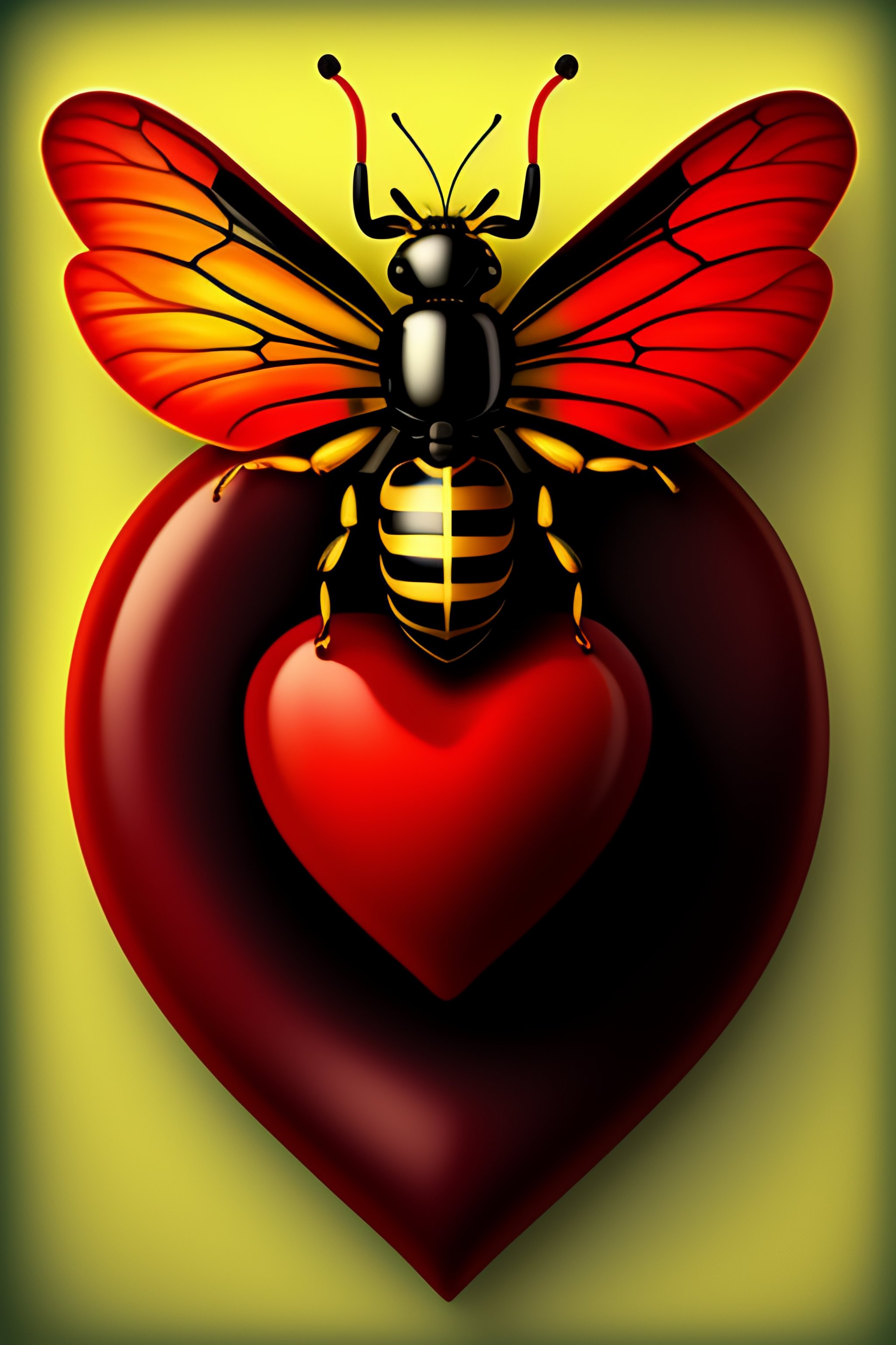 Lexica - Wasp, belly in the form of a red heart, purposeful, collected ...