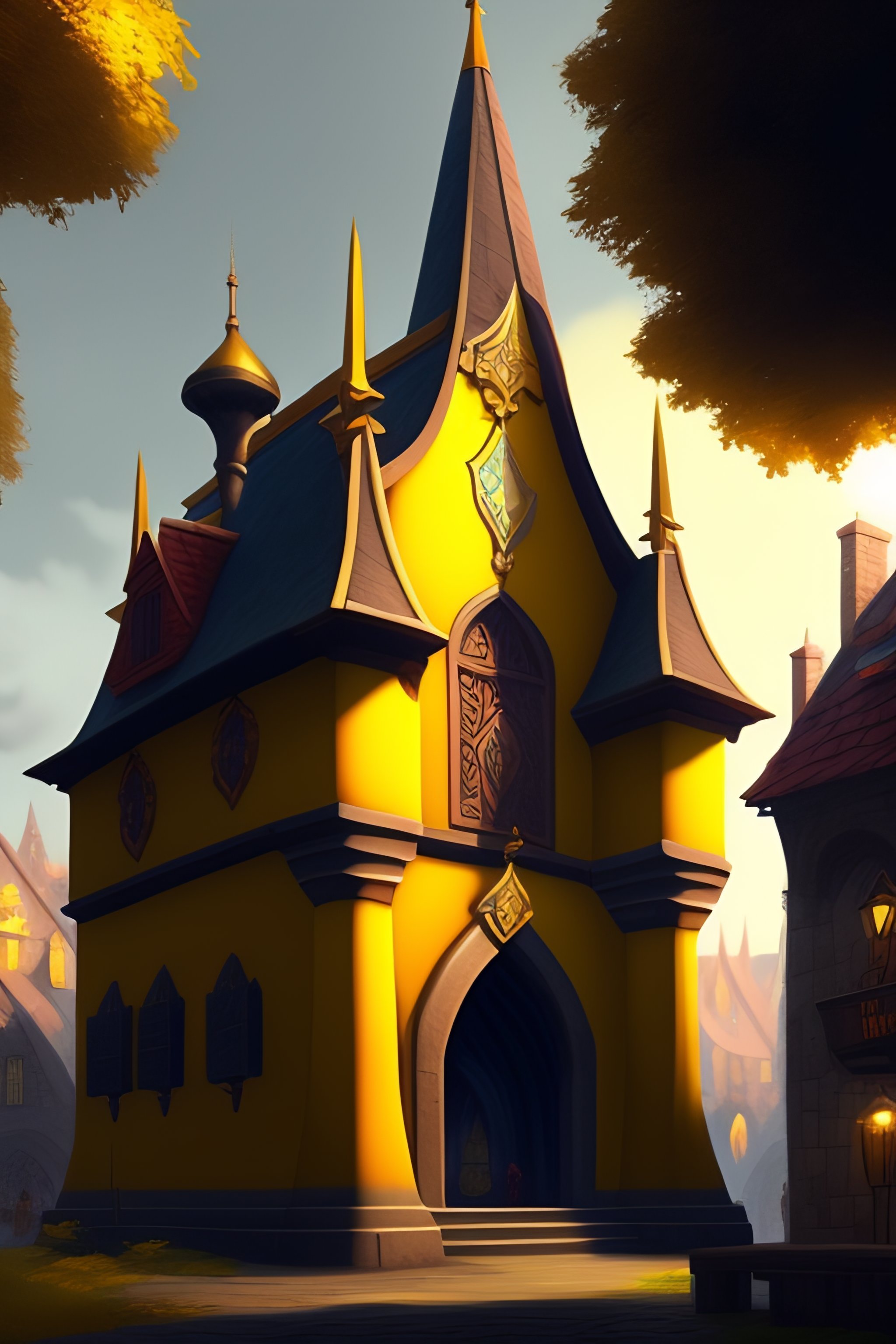 Lexica - A little yellow medieval building with spire roff in the ...