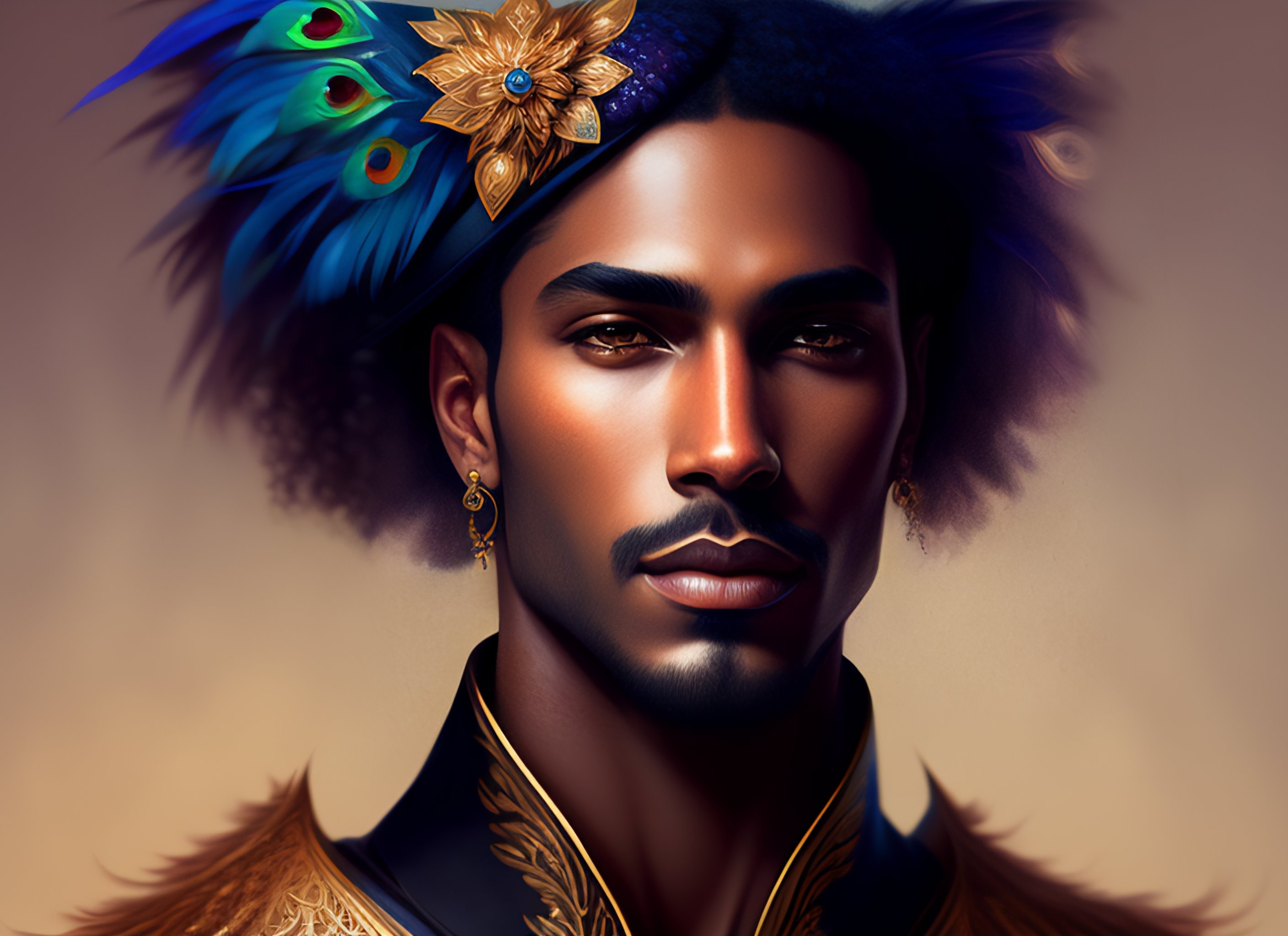 Lexica - Beautiful portrait of an attractive Prince wearing a peacock ...