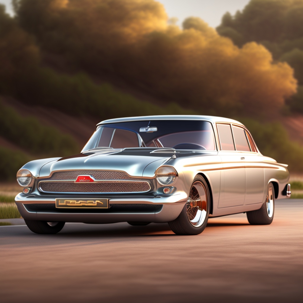 Lexica - Modern silver car "Volga", photorealistic render, sedan 2023