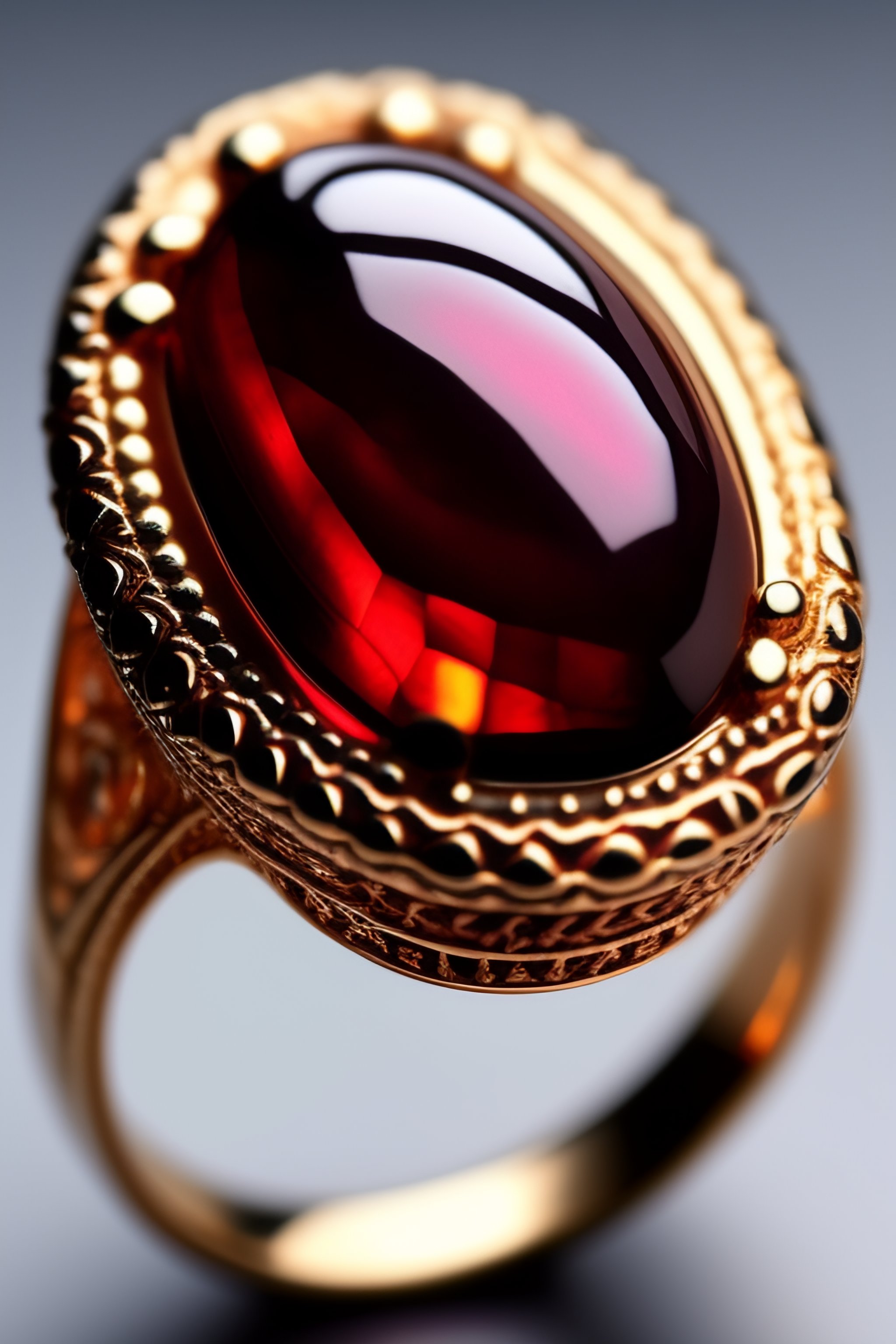 Lexica - Beautiful old ring with large shining red stone