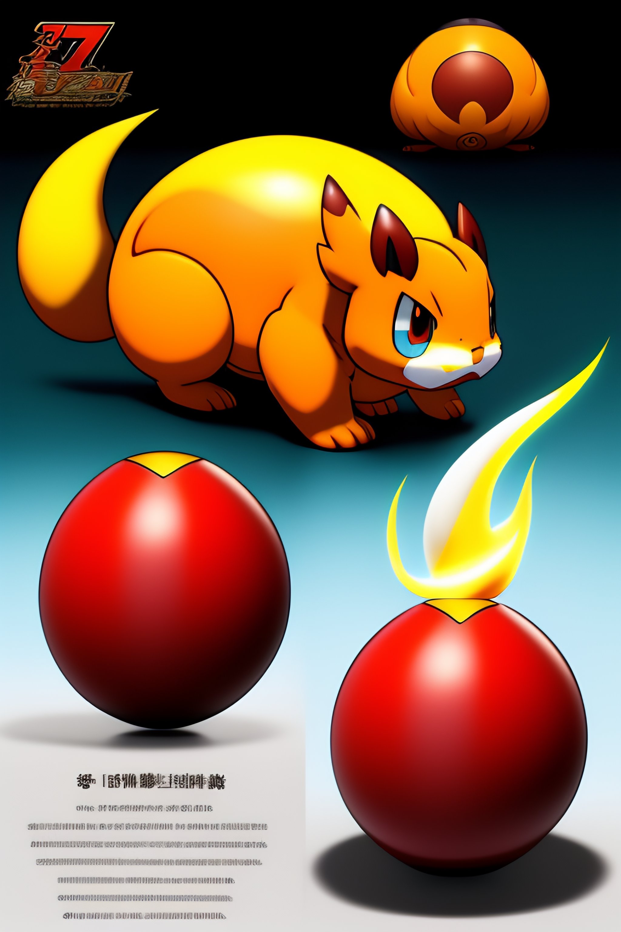 Lexica - A fire type Pokémon that resembles a four legged egg with a ...