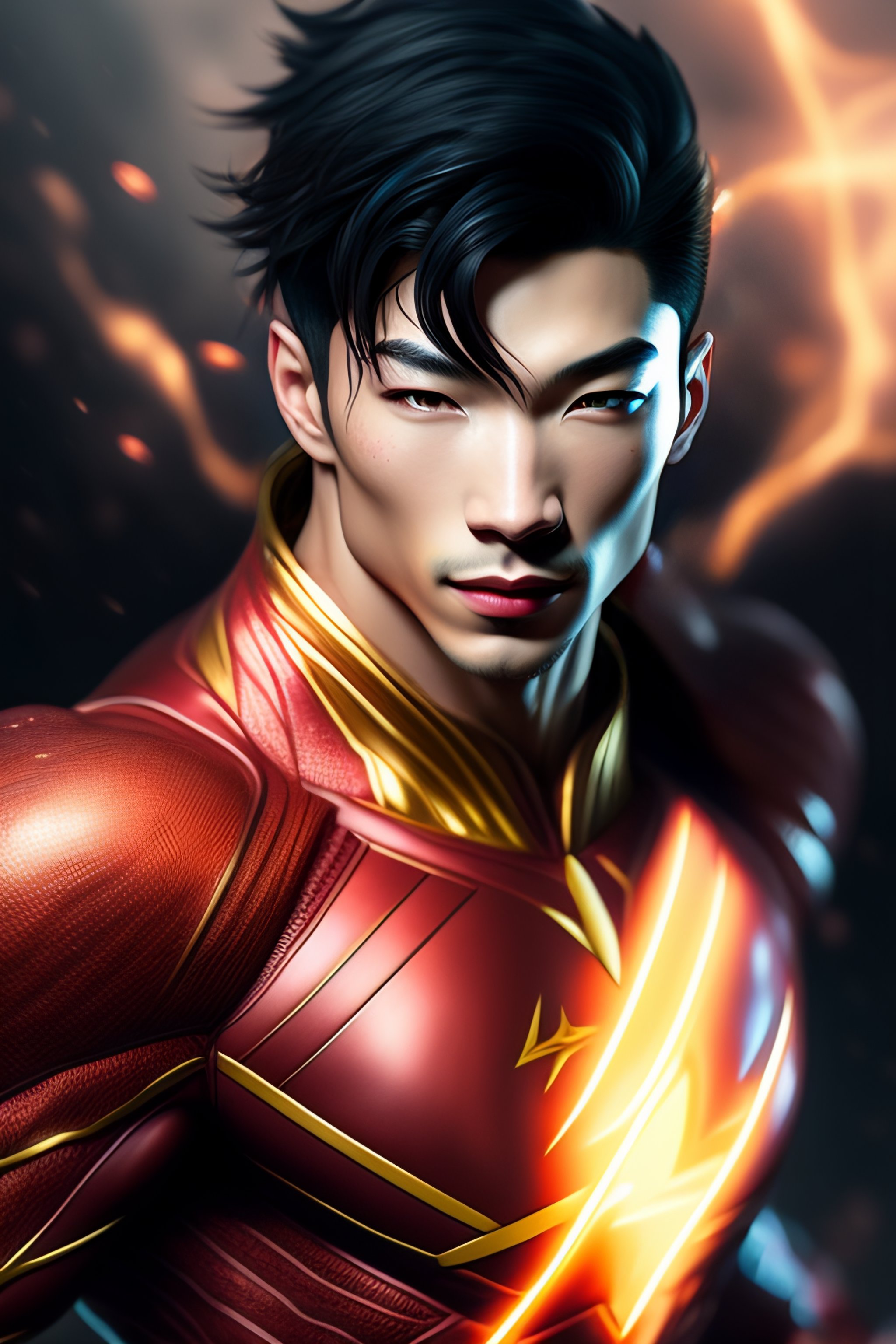 Lexica - Full body potrait of ezra miller as super muscular flash anime ...