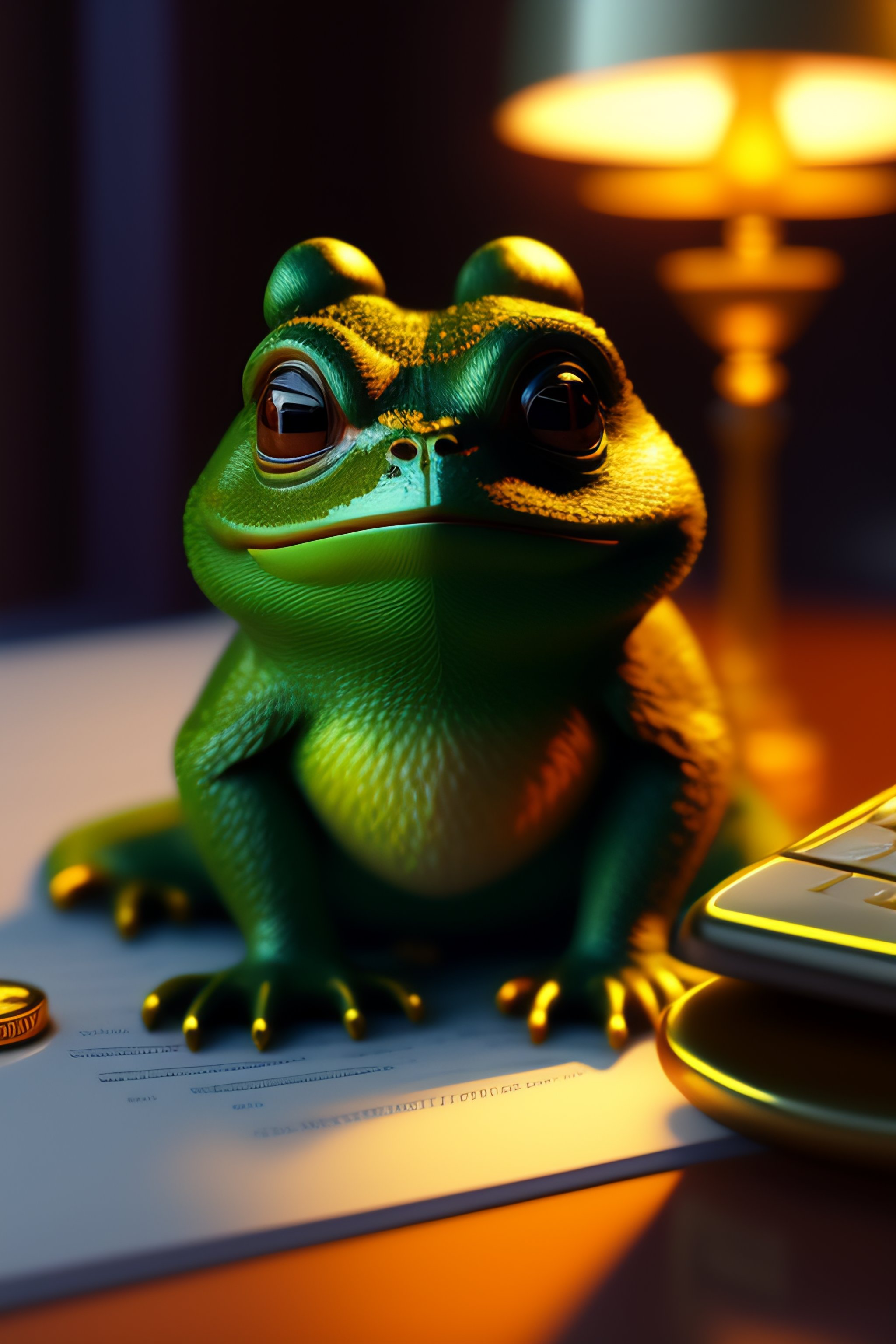 Lexica - An exhausted pepe the frog commiting tax fraud, paperwork ...